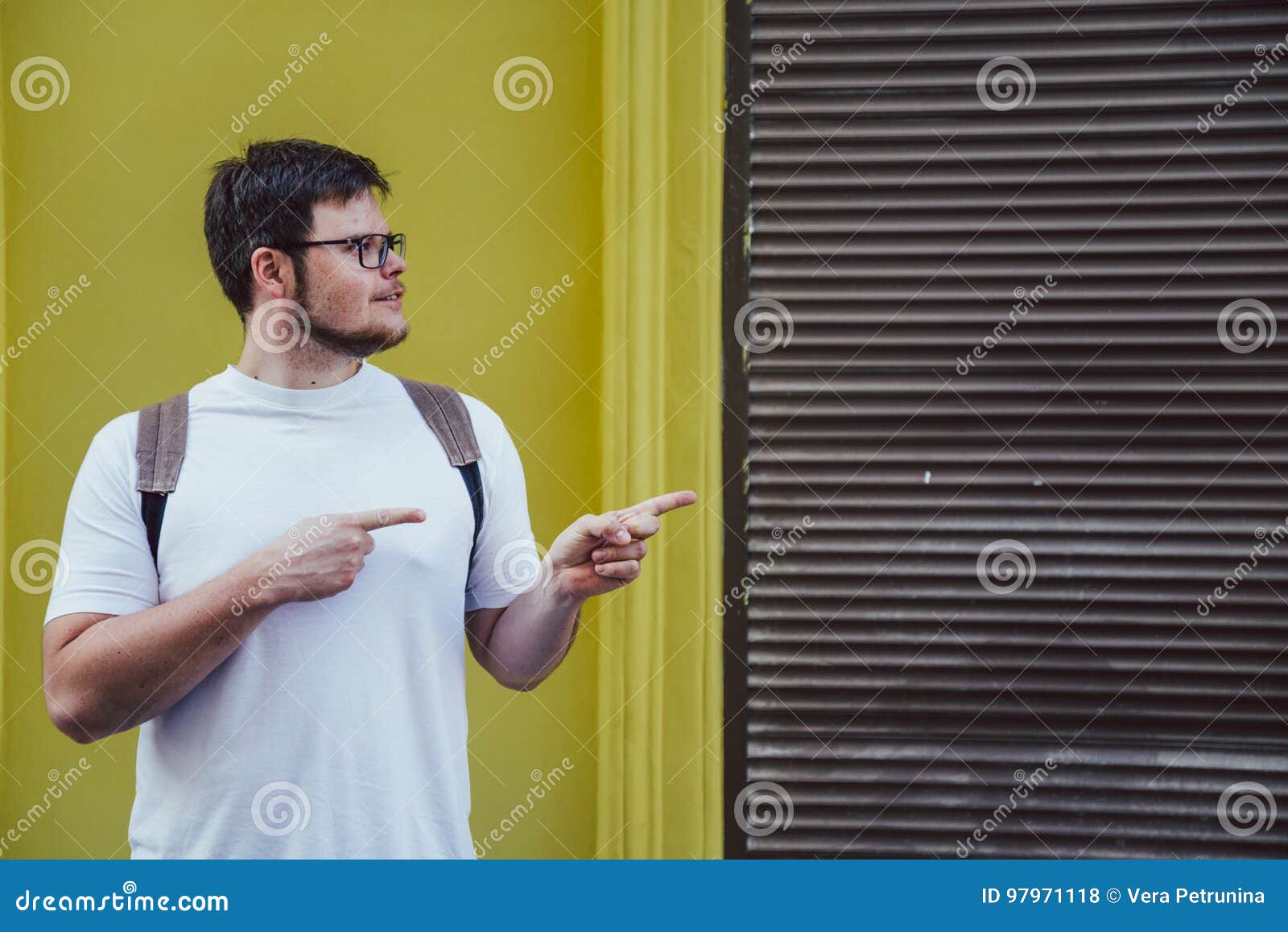 Man Stand and Pointing To Empty Space Stock Photo - Image of modern ...