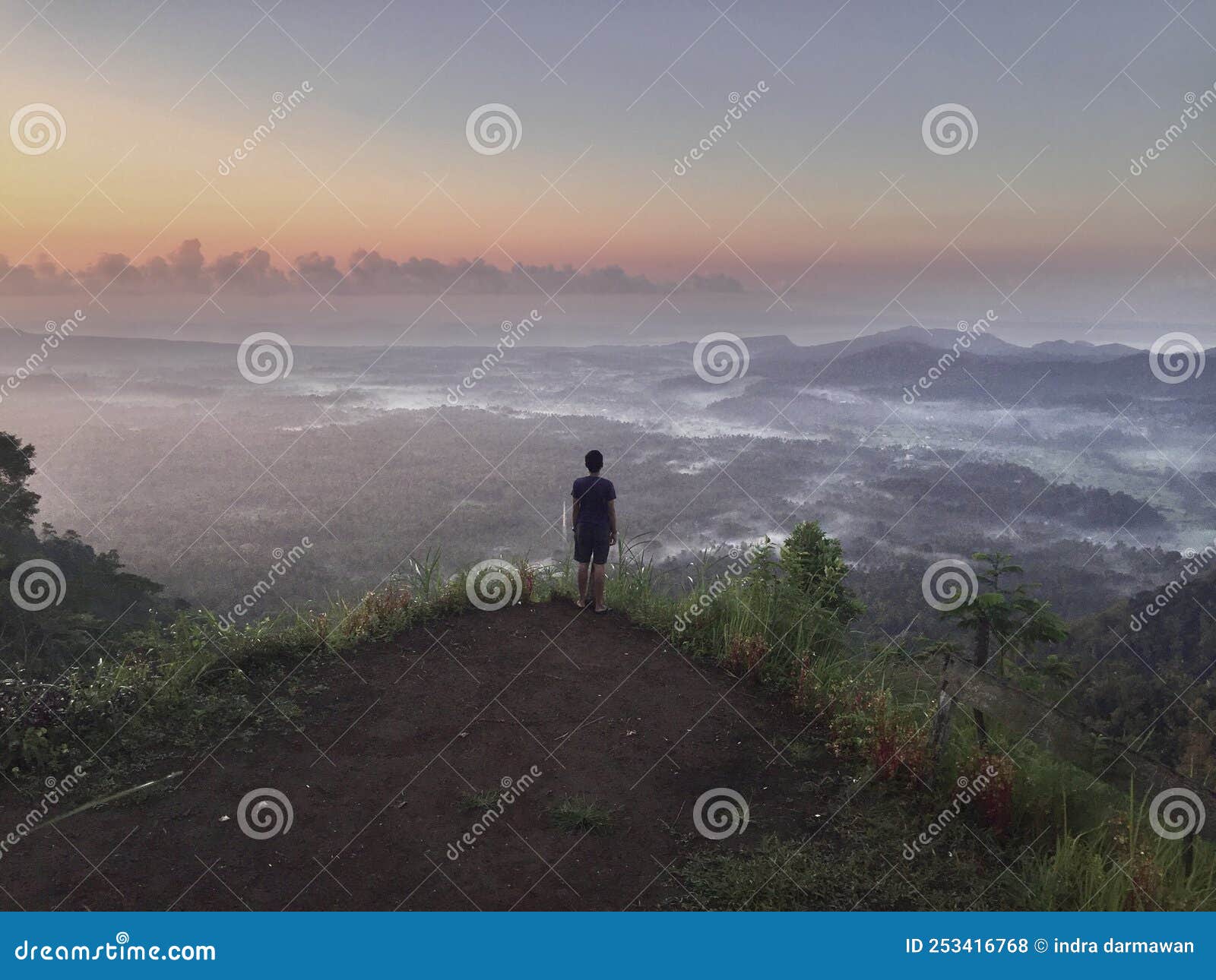 A Man Stand See Sunrise View Editorial Stock Photo - Image of stand ...