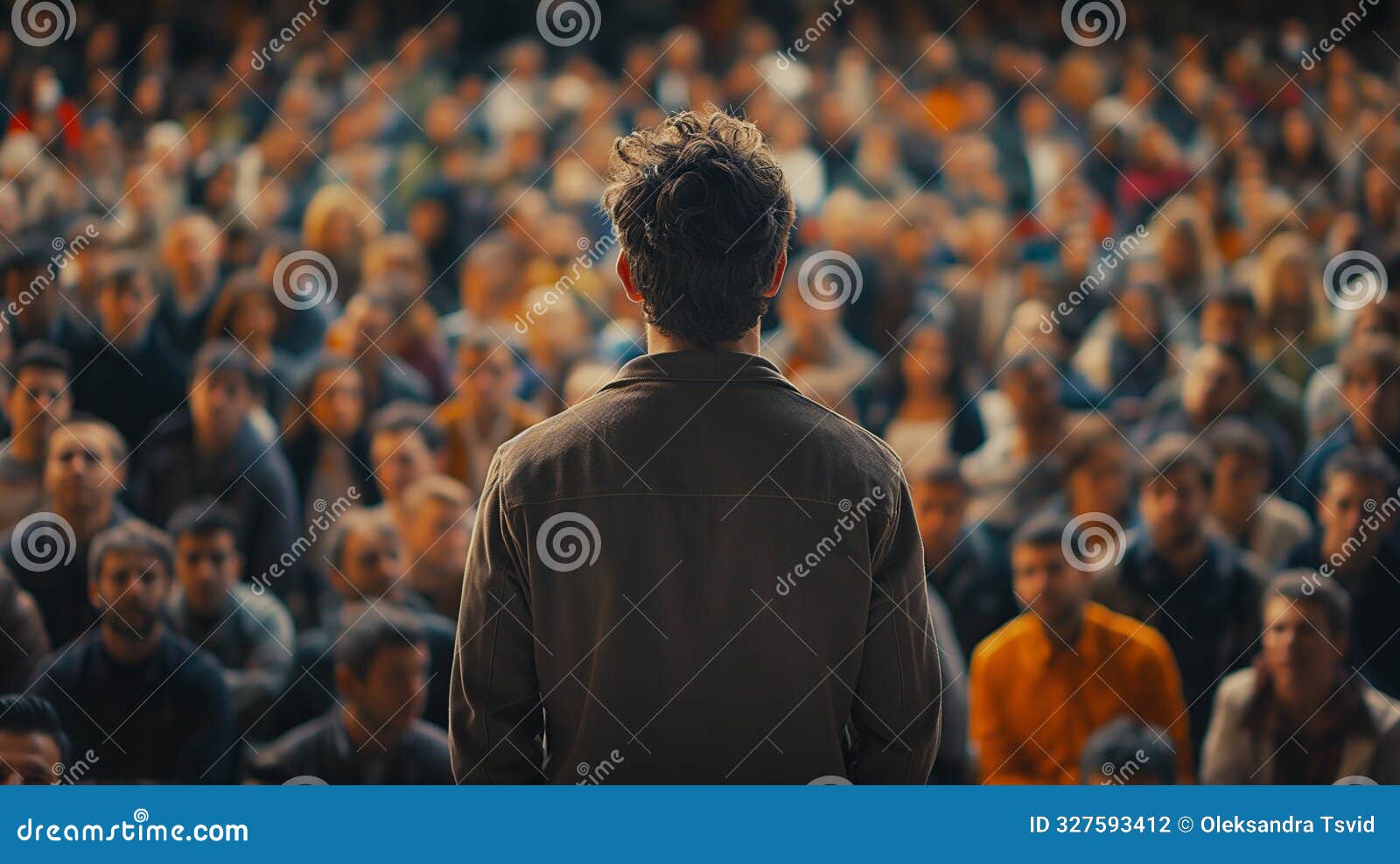 The Man Stand in the Smash Abstract Crowd, Back View Stock Photo ...