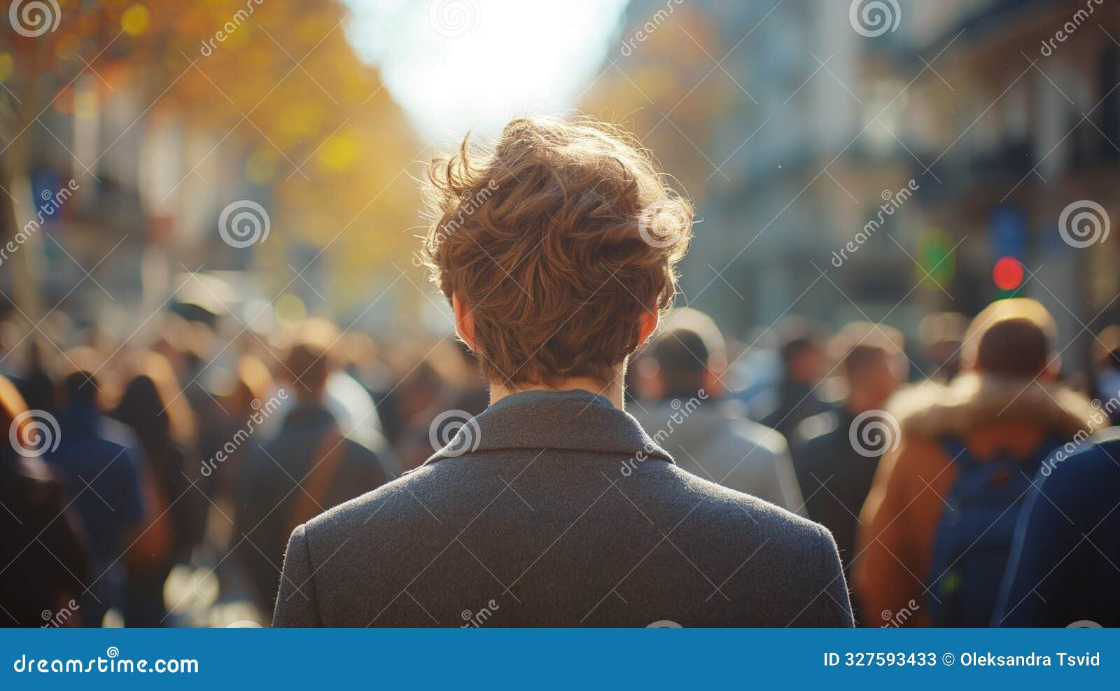 The Man Stand in the Smash Abstract Crowd, Back View Stock Image ...