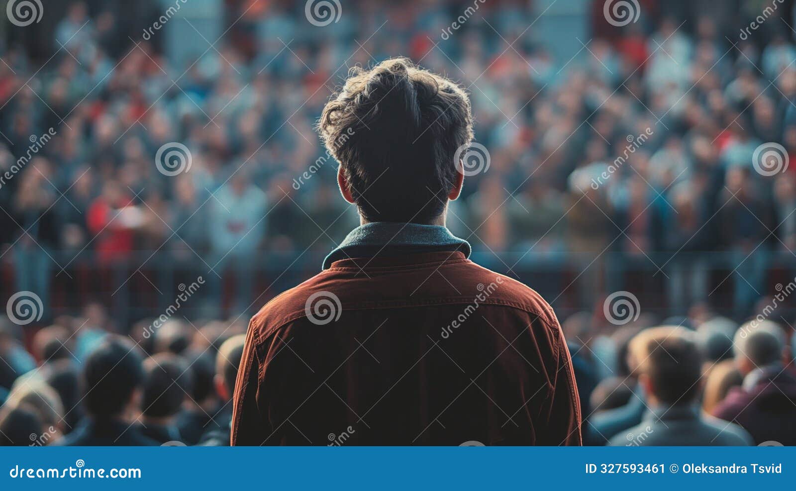 The Man Stand in the Smash Abstract Crowd, Back View Stock Image ...