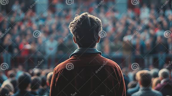 The Man Stand in the Smash Abstract Crowd, Back View Stock Image ...