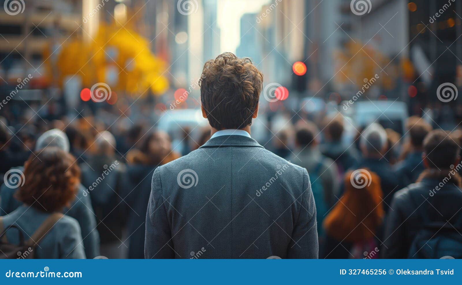 The Man Stand in the Smash Abstract Crowd, Back View Stock Photo ...