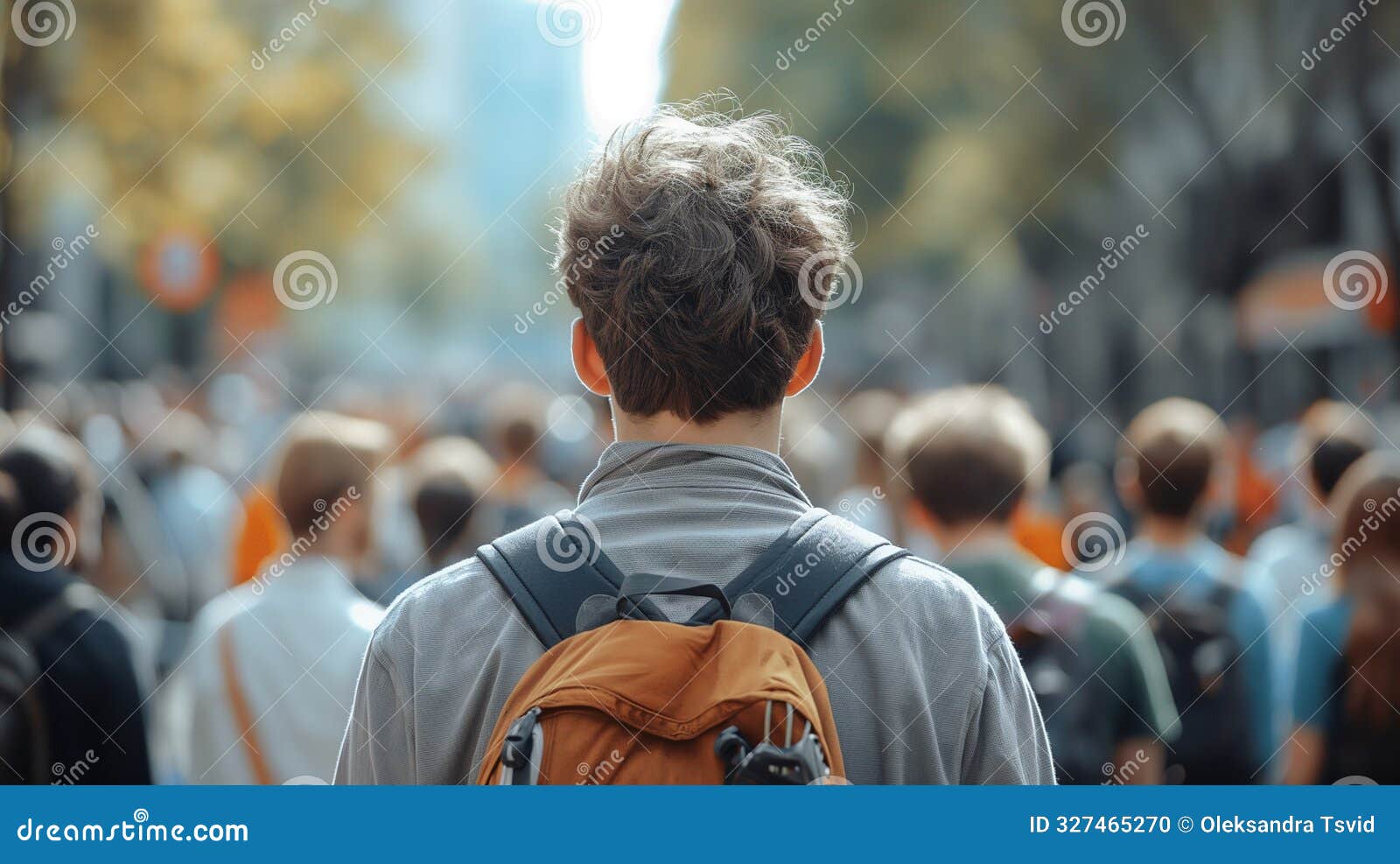 The Man Stand in the Smash Abstract Crowd, Back View Stock Photo ...