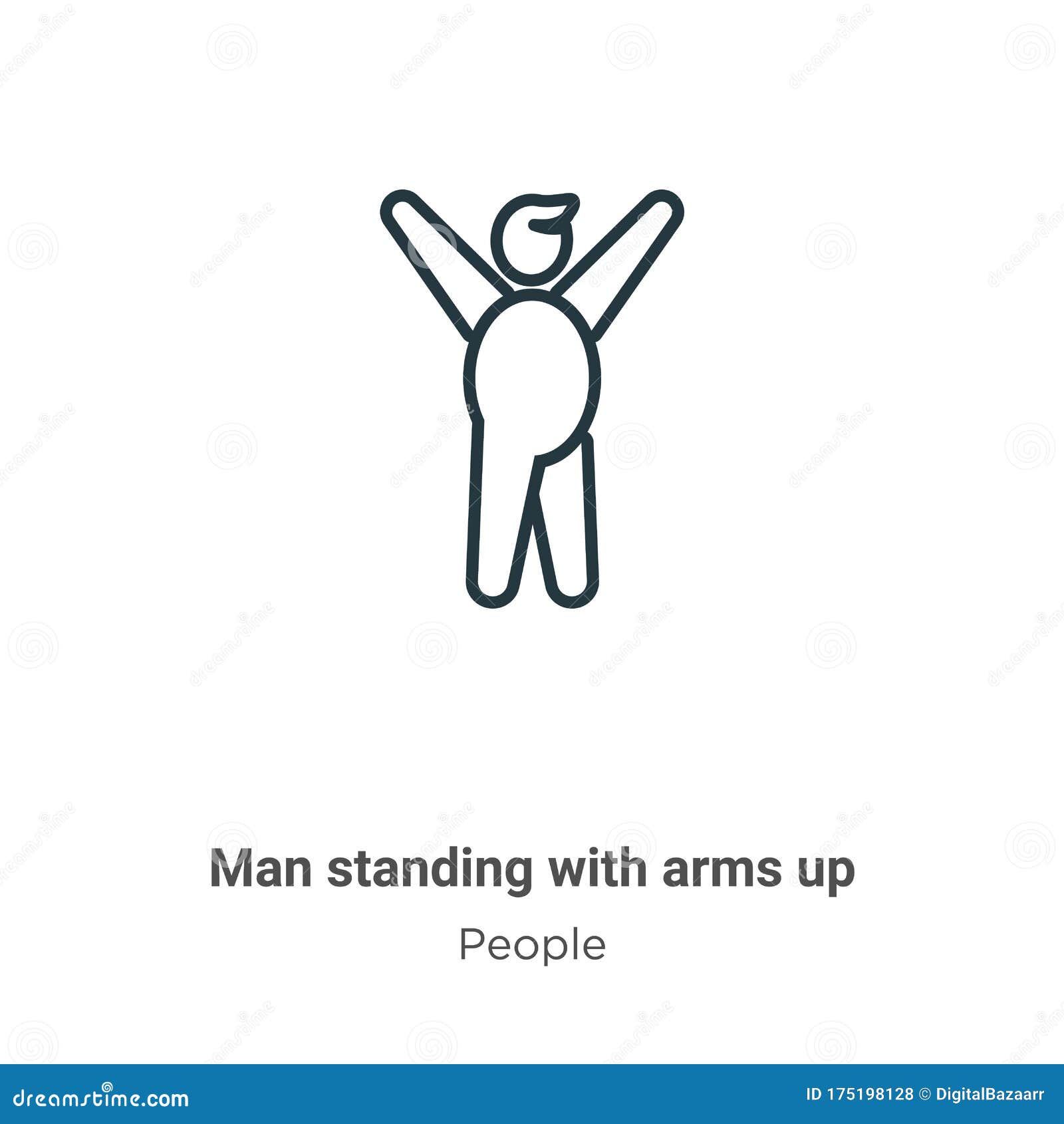 Man Standing With Arms Up Outline Vector Icon. Thin Line Black Man ...