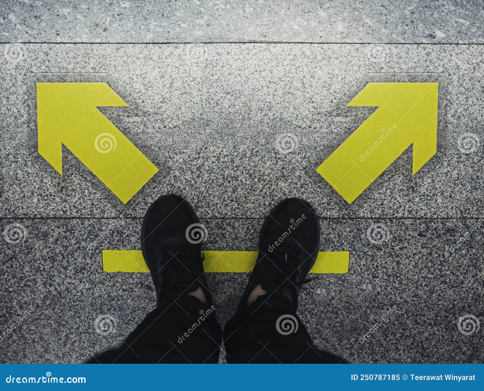 Man Standing Arrow Direction Choice Left and Right Stock Image - Image ...