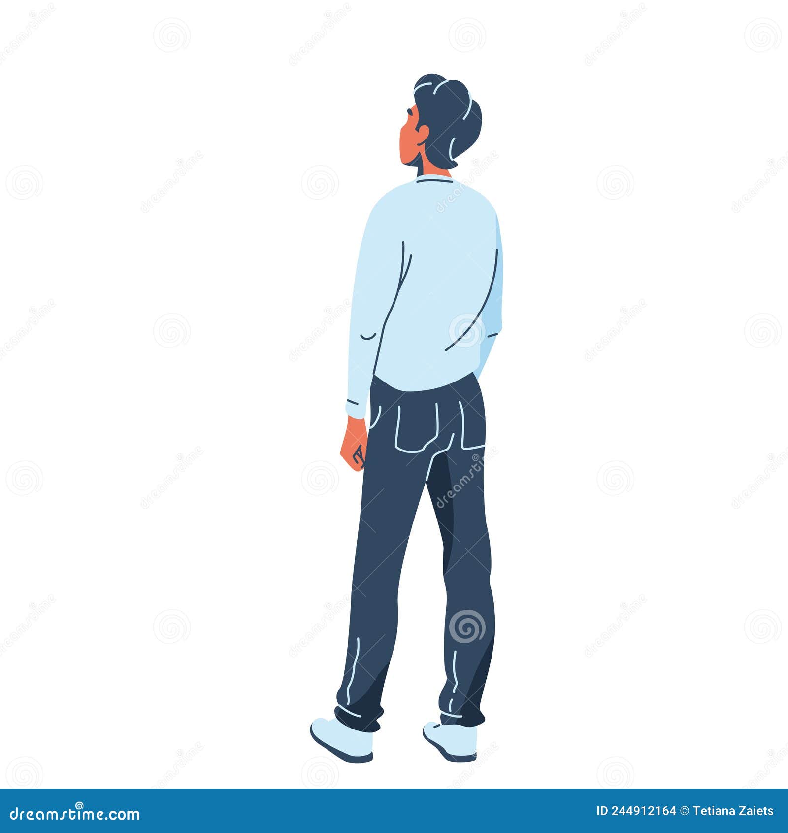 Man Standing, Back View, in Simple Modern Flat Style Isolated on White ...