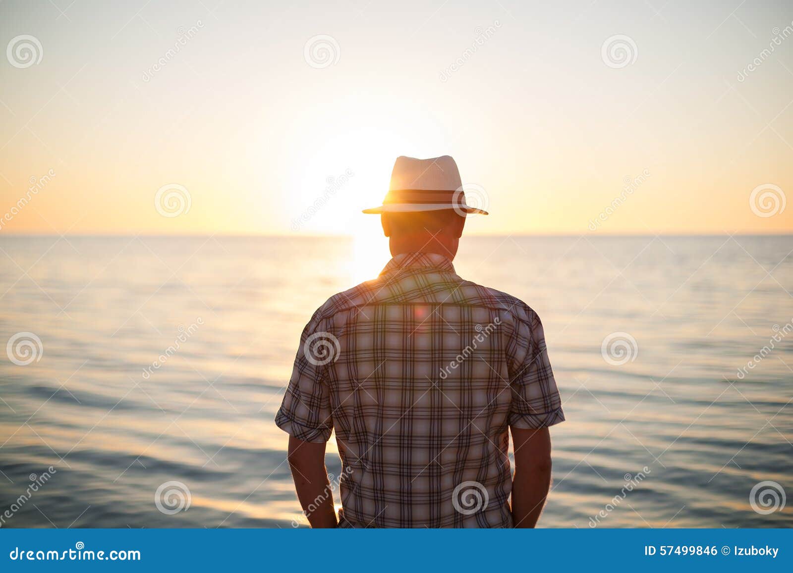 Man Standing Backlight Sunset Lighting Back View Stock Photo - Image of ...