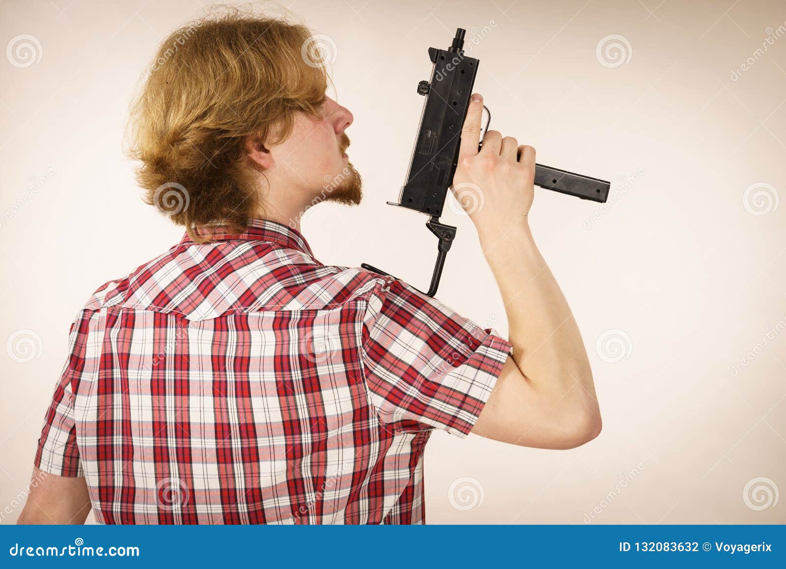 Man Standing Backwards Holding Gun Stock Photo - Image of criminal ...