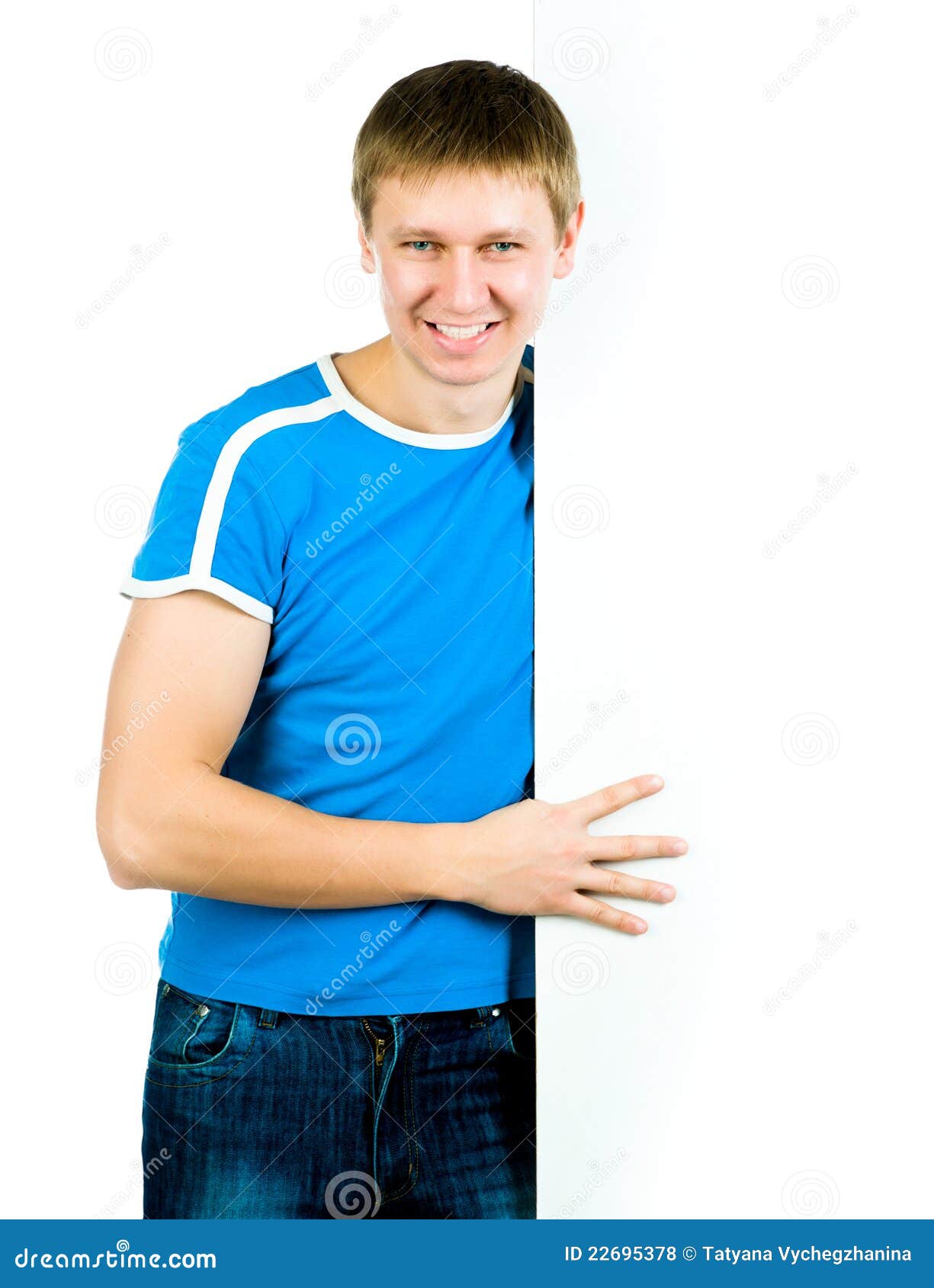 Man Standing Behind Blank Billboard Stock Photo - Image of blank ...