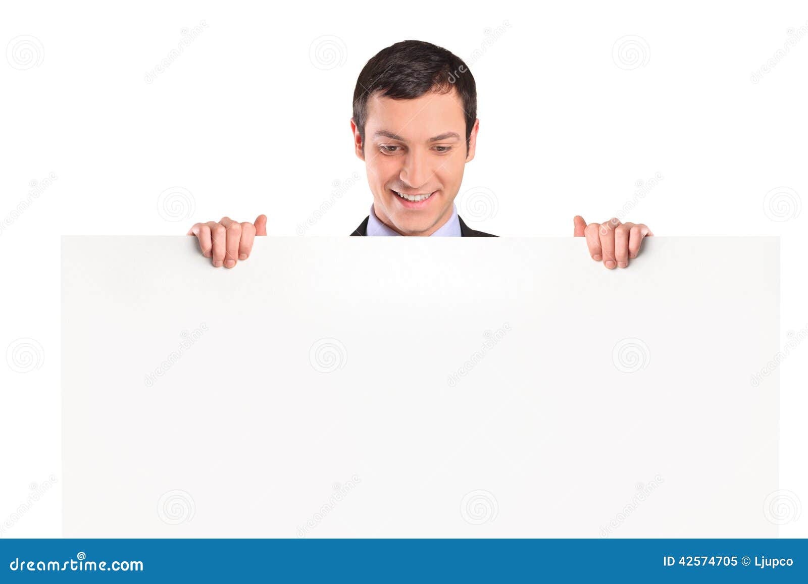 Man Standing Behind a Blank Billboard Stock Image - Image of blank ...
