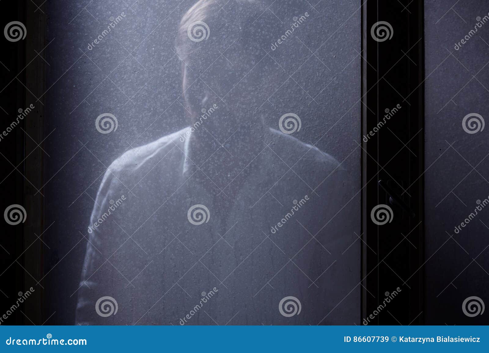 Man standing behind window stock image. Image of rejection - 86607739