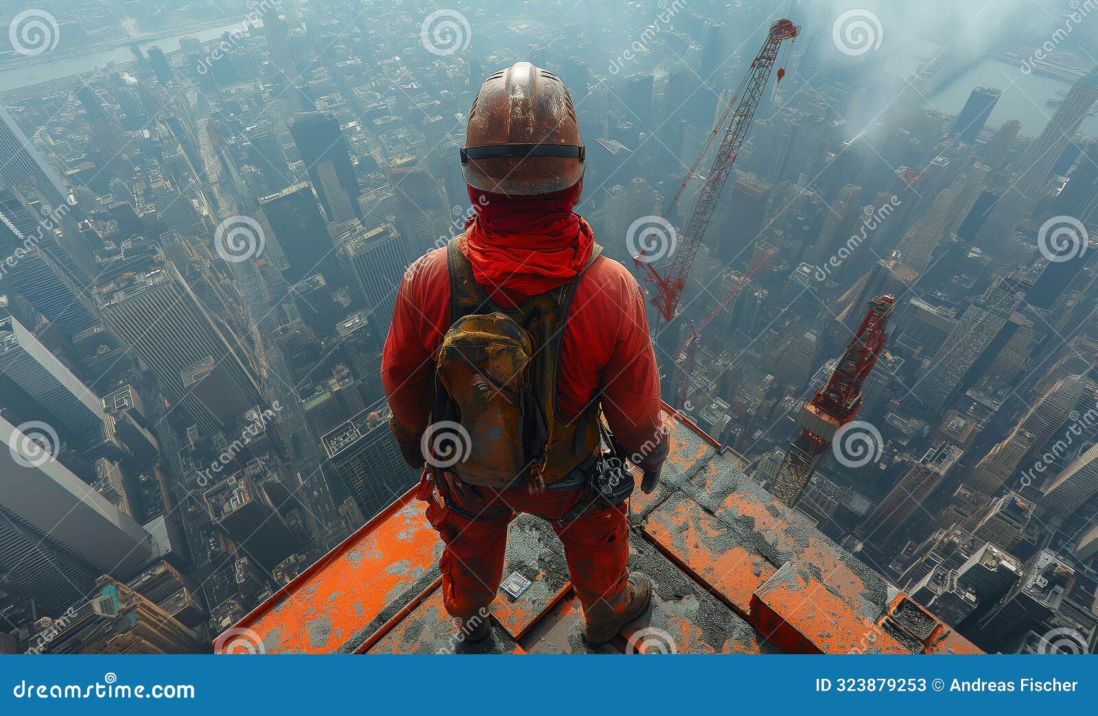Man Standing on Building Edge Stock Illustration - Illustration of ...