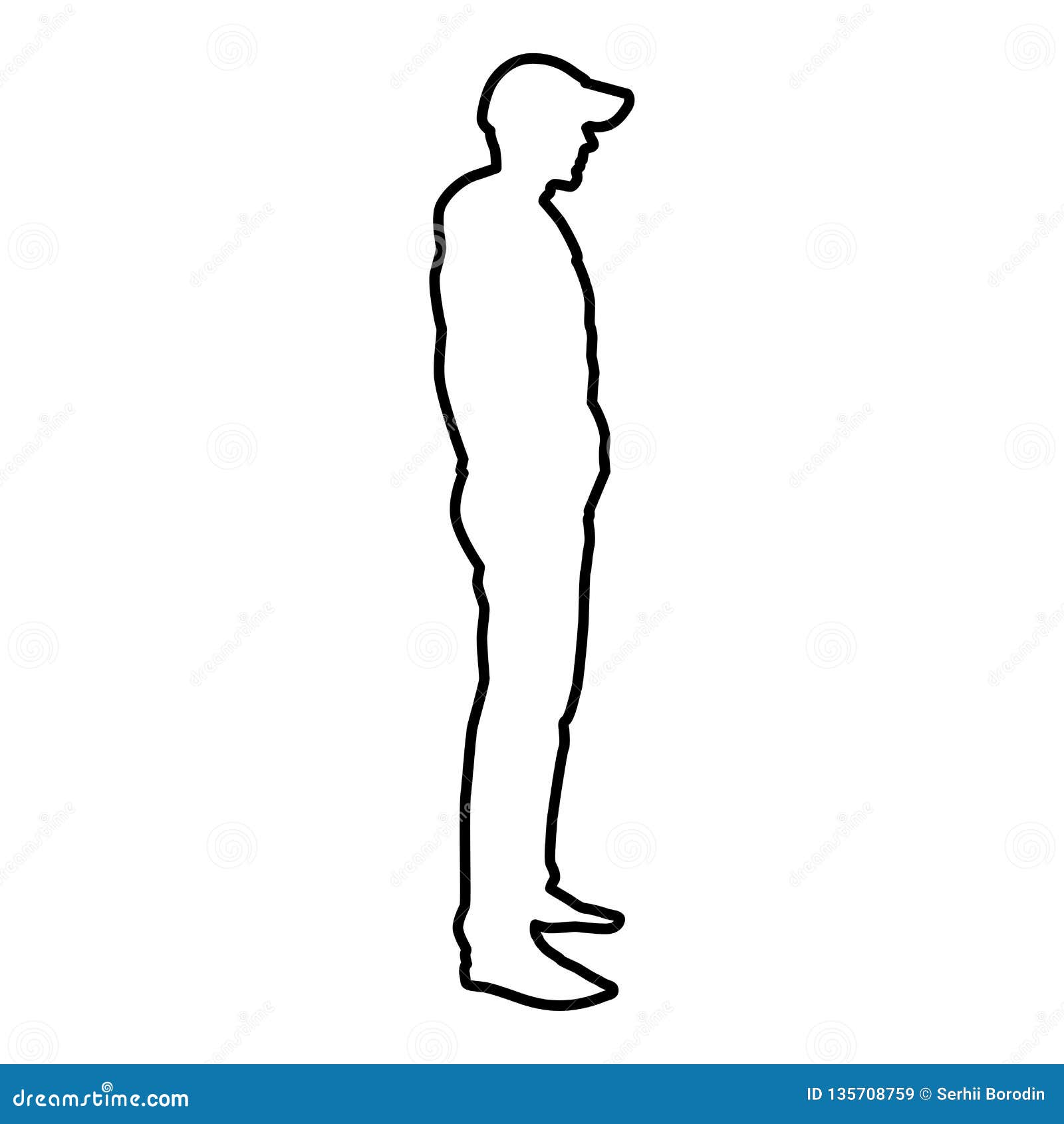 Man Standing in Cap View with Side Icon Black Color Vector Illustration ... Man Standing in Cap View with Side Icon Black Color Vector Illustration ...