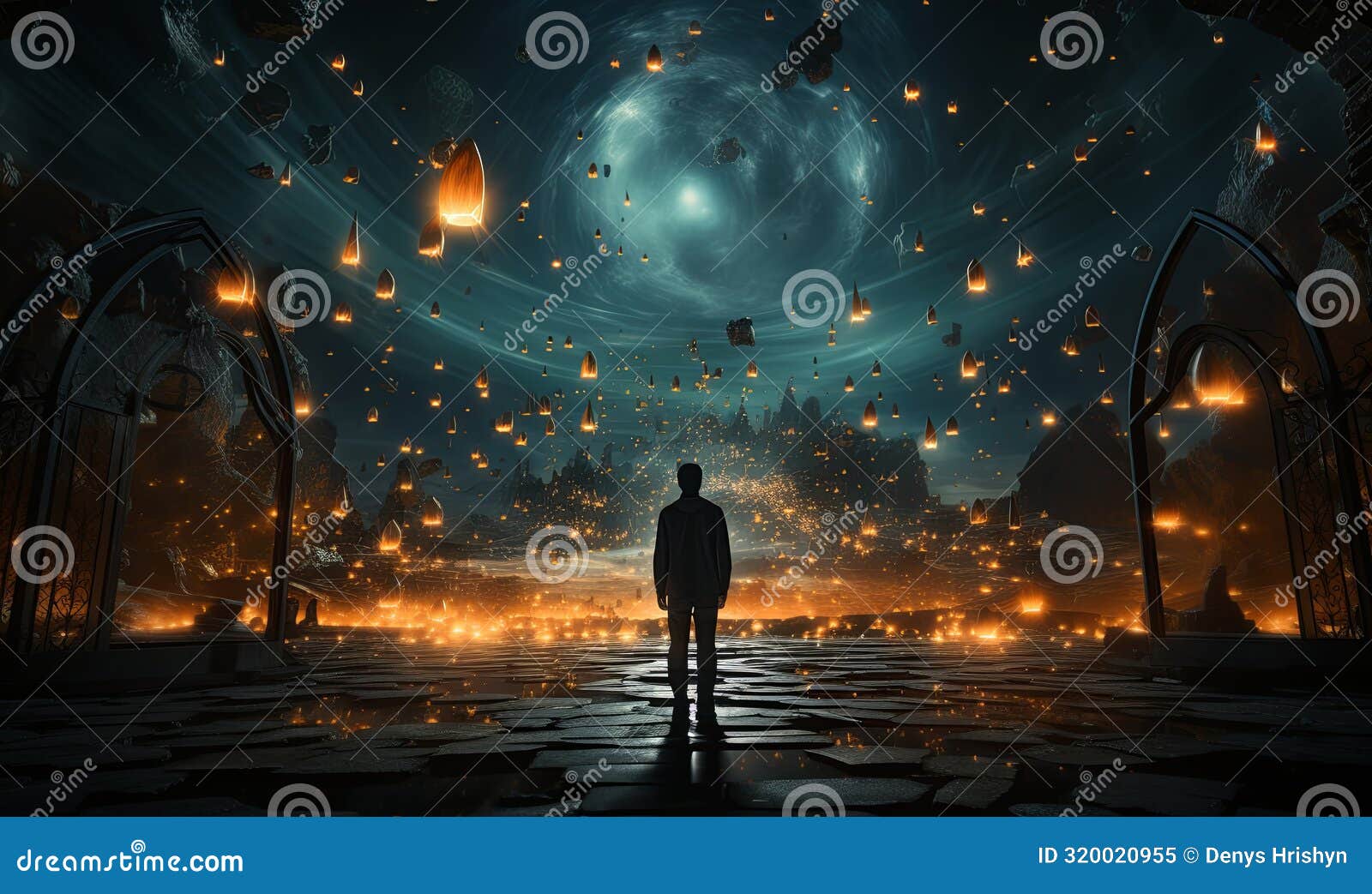 Man Standing in Dark Room stock image. Image of atmosphere - 320020955