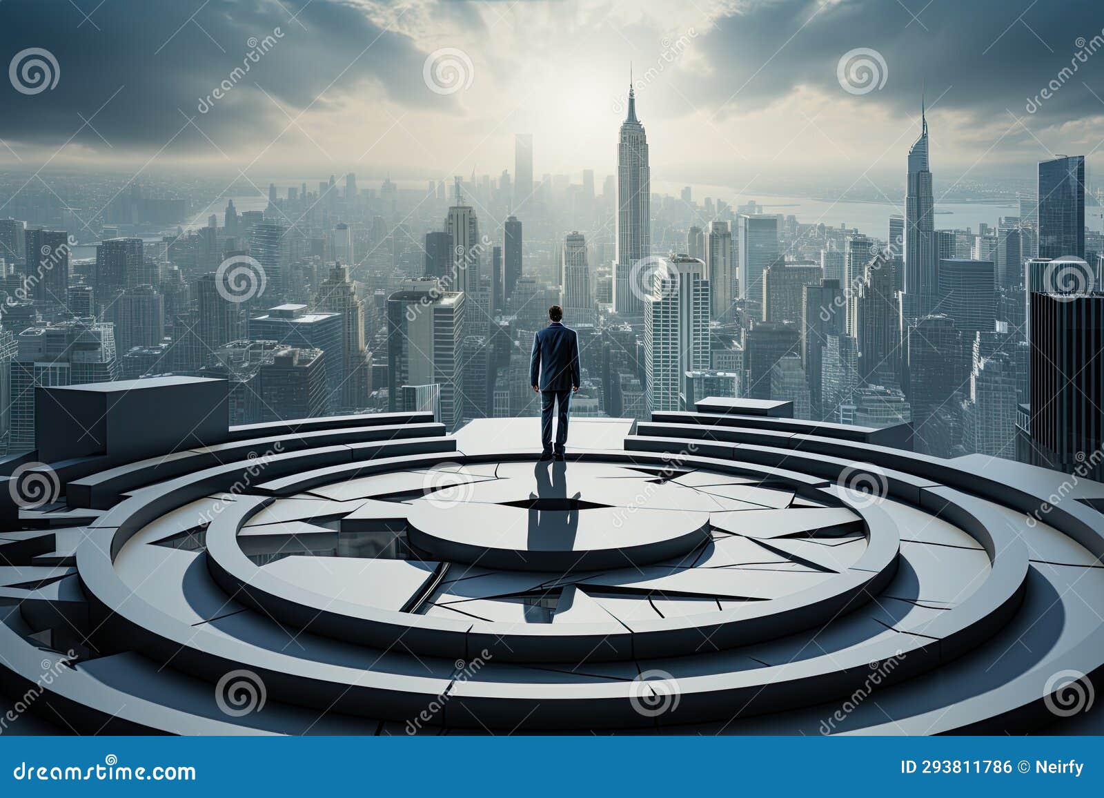 Man Standing in the Center of Stock Illustration - Illustration of ...