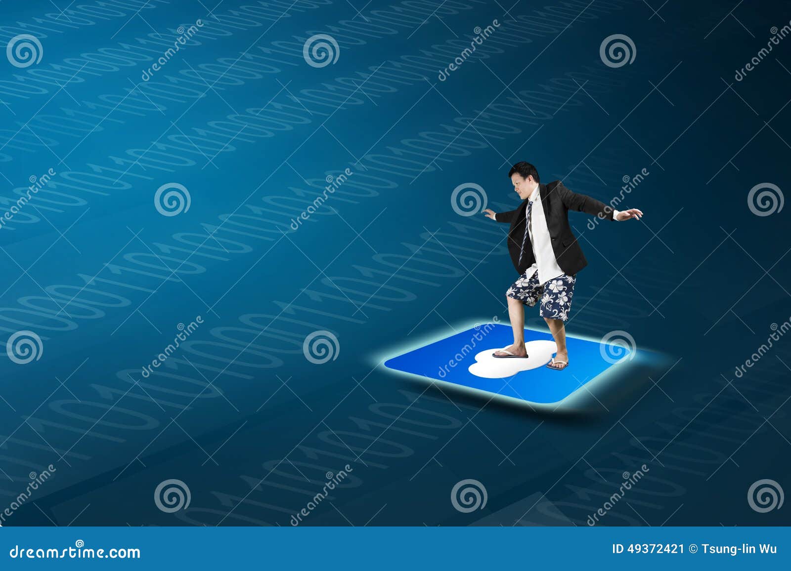 Man Standing on Cloud App Icon with Tech Backgroud Stock Image - Image ...