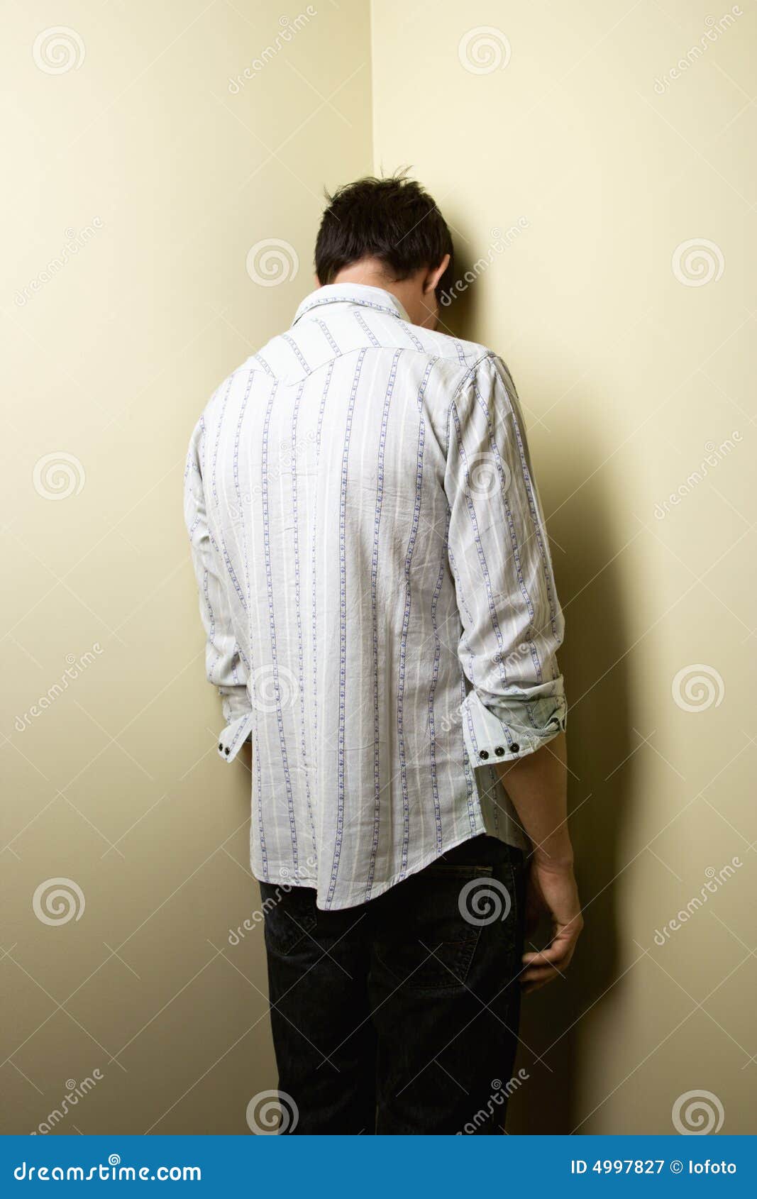Man standing in corner stock image. Image of concept, depression - 4997827