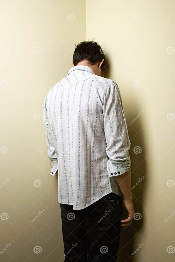 Man standing in corner stock image. Image of concept, depression - 4997827