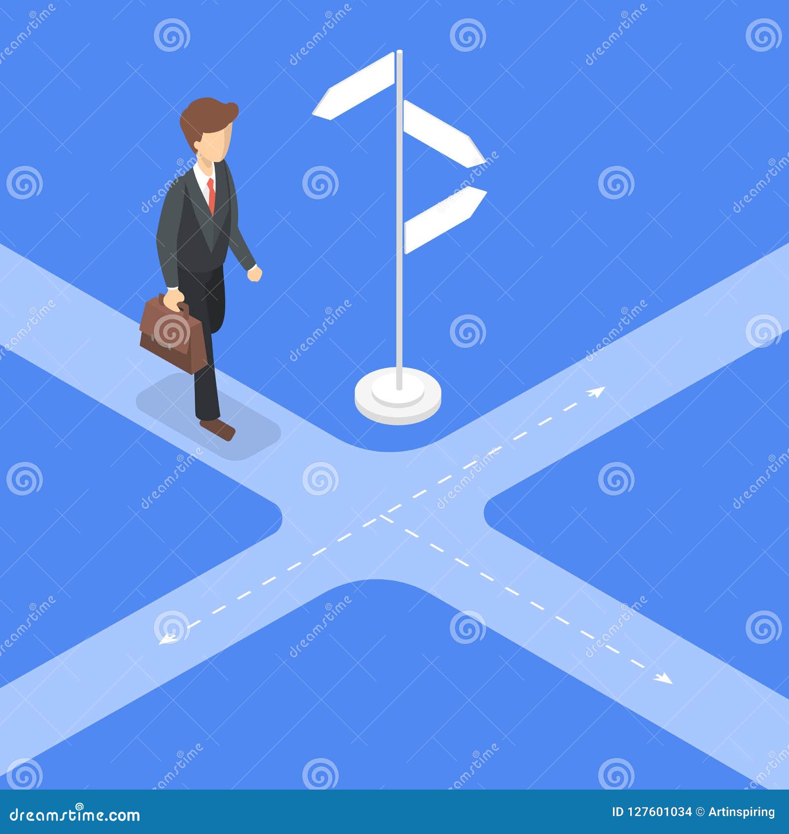 Man Standing on the Crossroads and Thinking Stock Vector - Illustration ...
