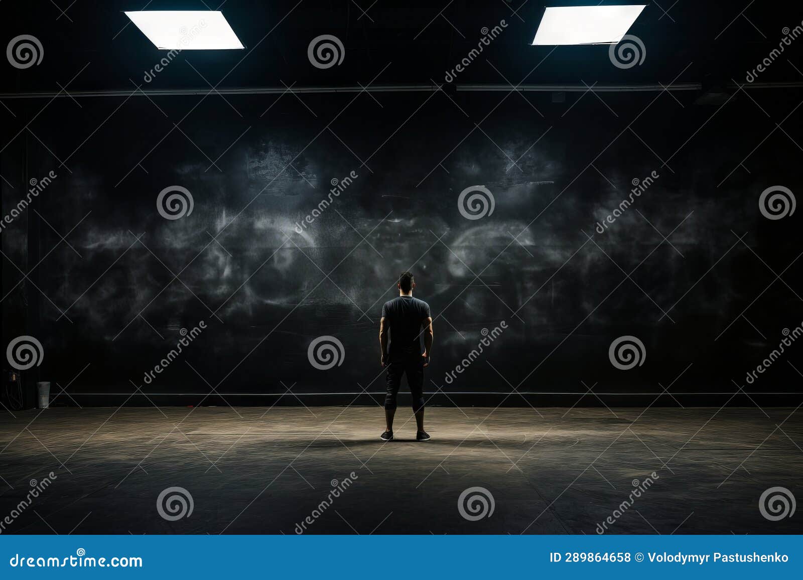 Man Standing in Dark Room with Smoke Coming from the Ceiling ...