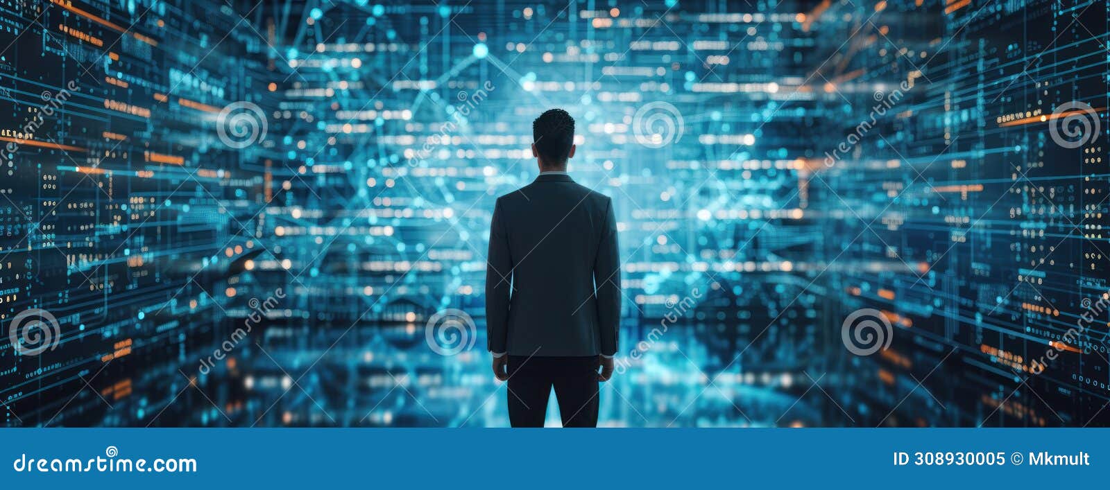 Man Standing in Digital Information Technology Stock Image - Image of ...
