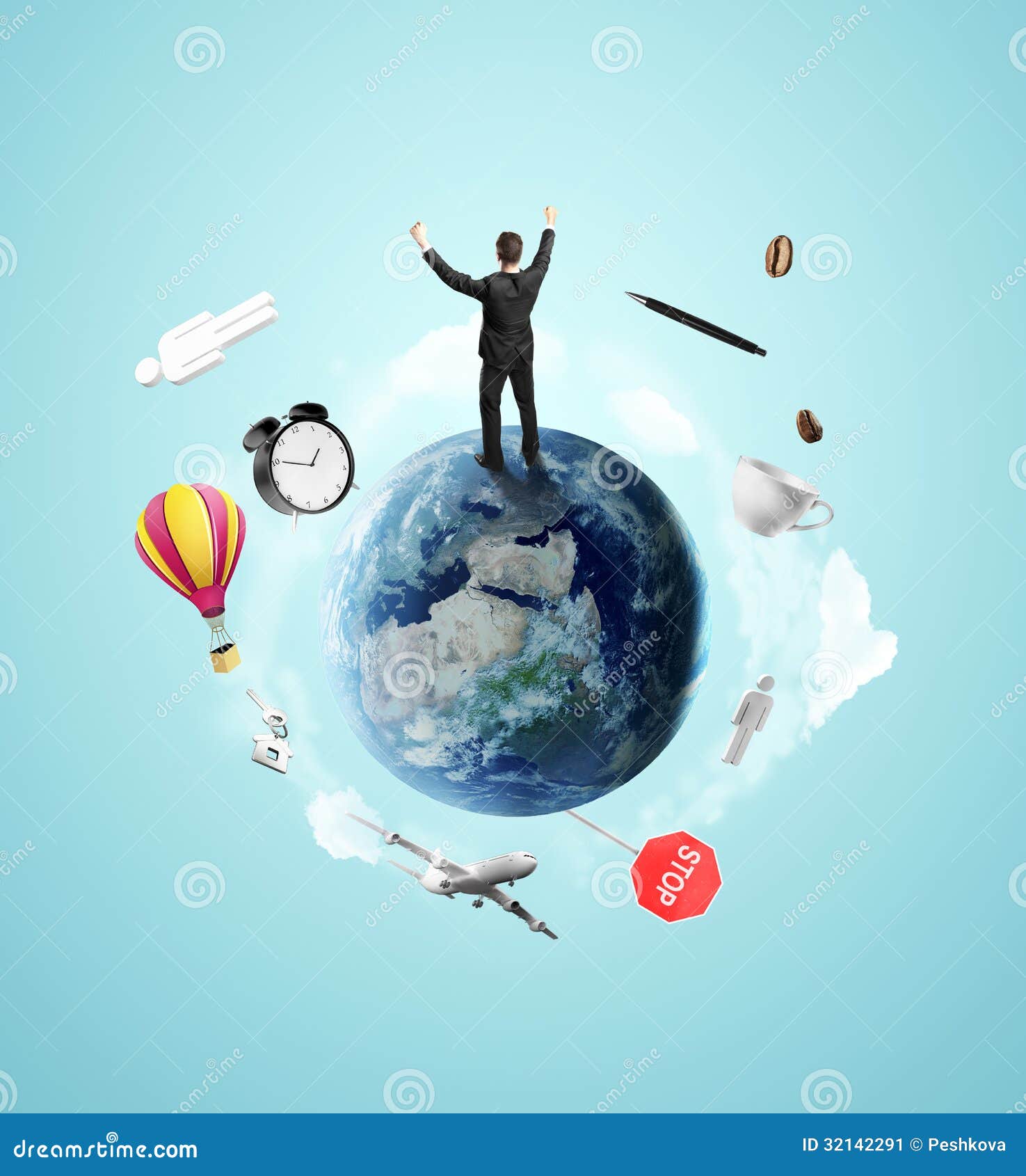 Man standing on earth stock image. Image of male, hand - 32142291