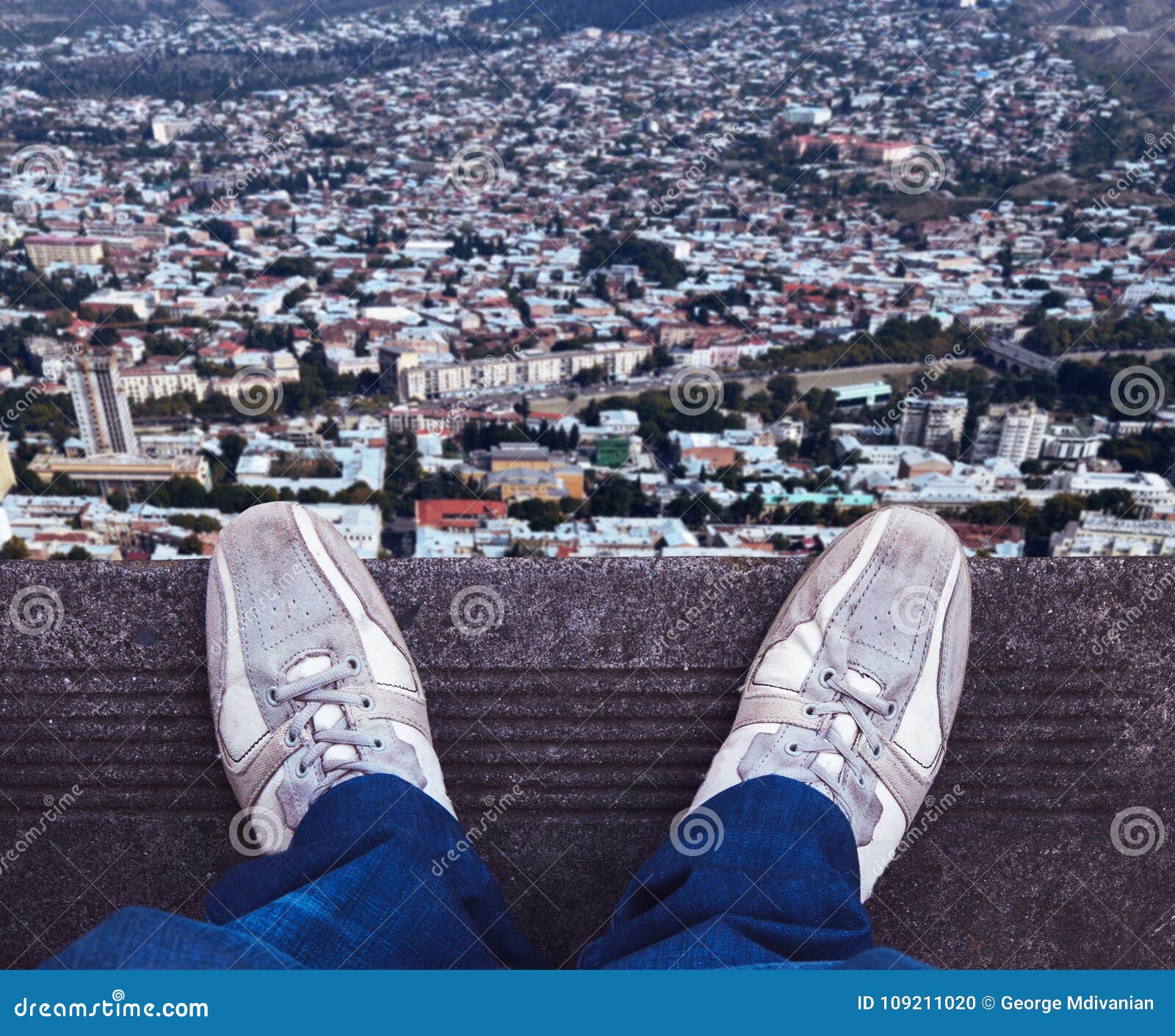 Man standing on edge stock photo. Image of black, bridge - 109211020