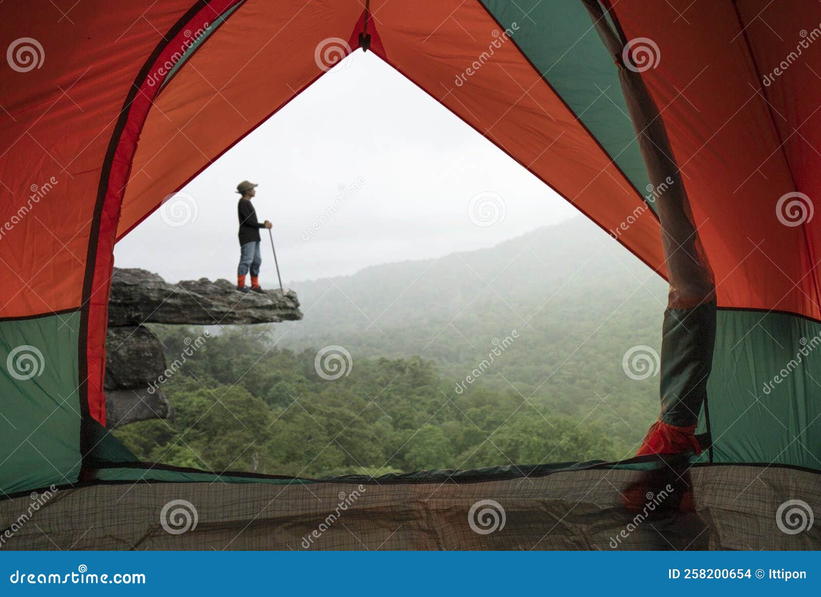 A Man Standing on the Edge of Cliff Stock Photo - Image of outdoor ...