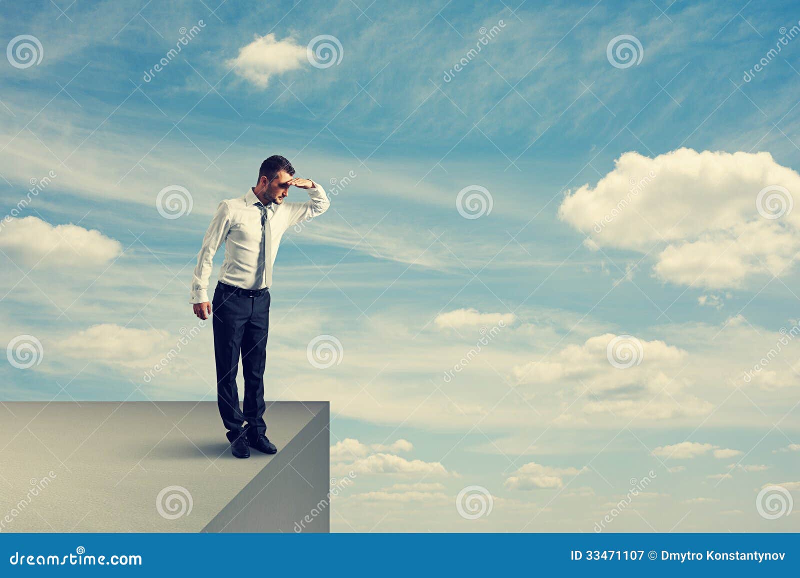 Man Standing on the Edge and Looking Down Stock Image - Image of young ...