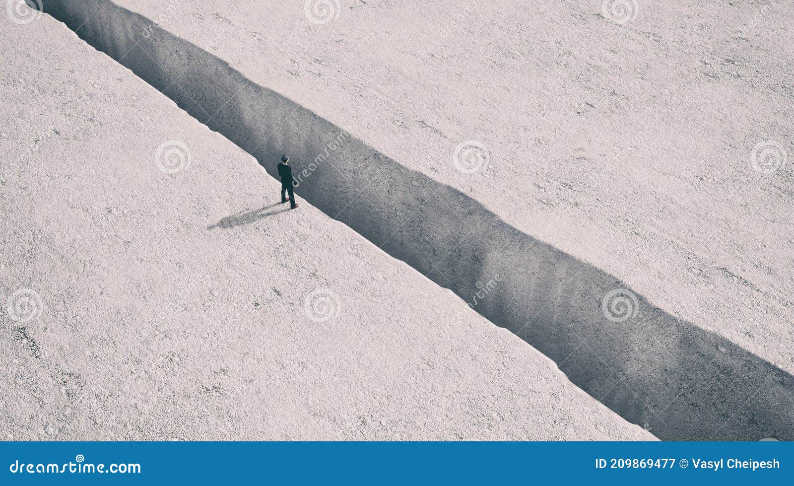 Man Standing on the Edge of Precipice, 3d Rendering Stock Illustration ...