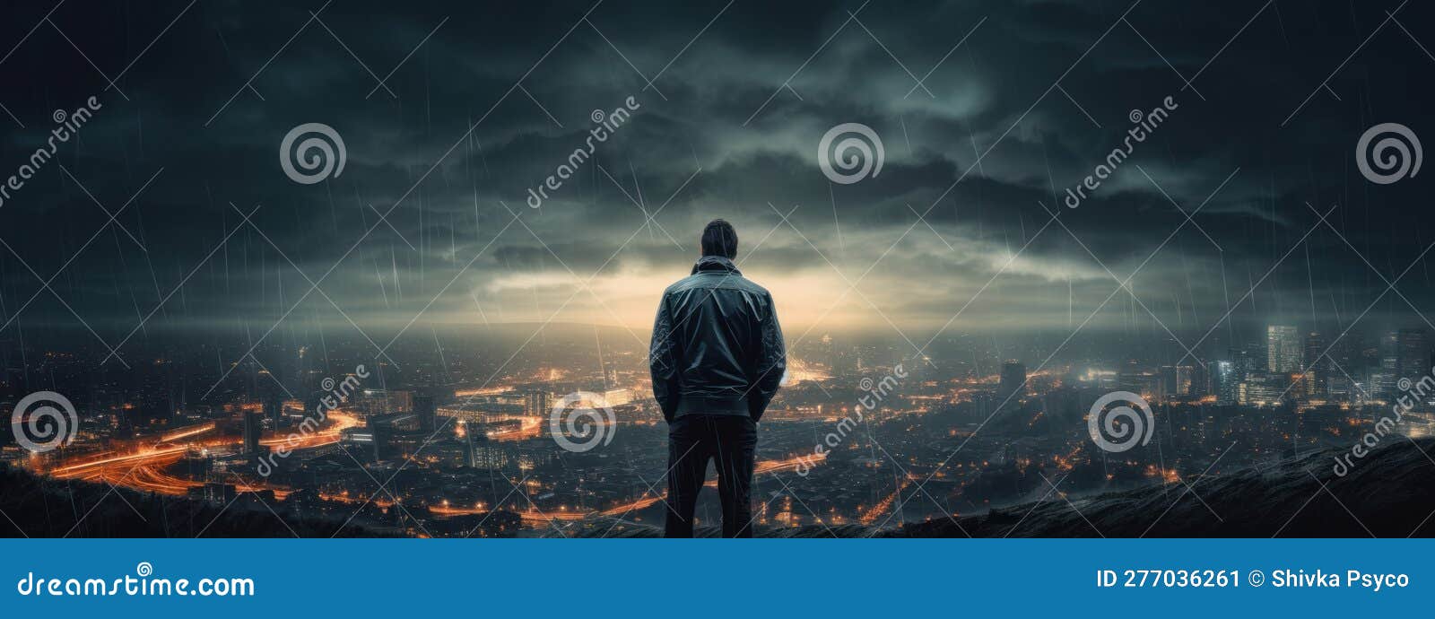 A Man Standing at Empty Landscape Generative AI Stock Illustration ...