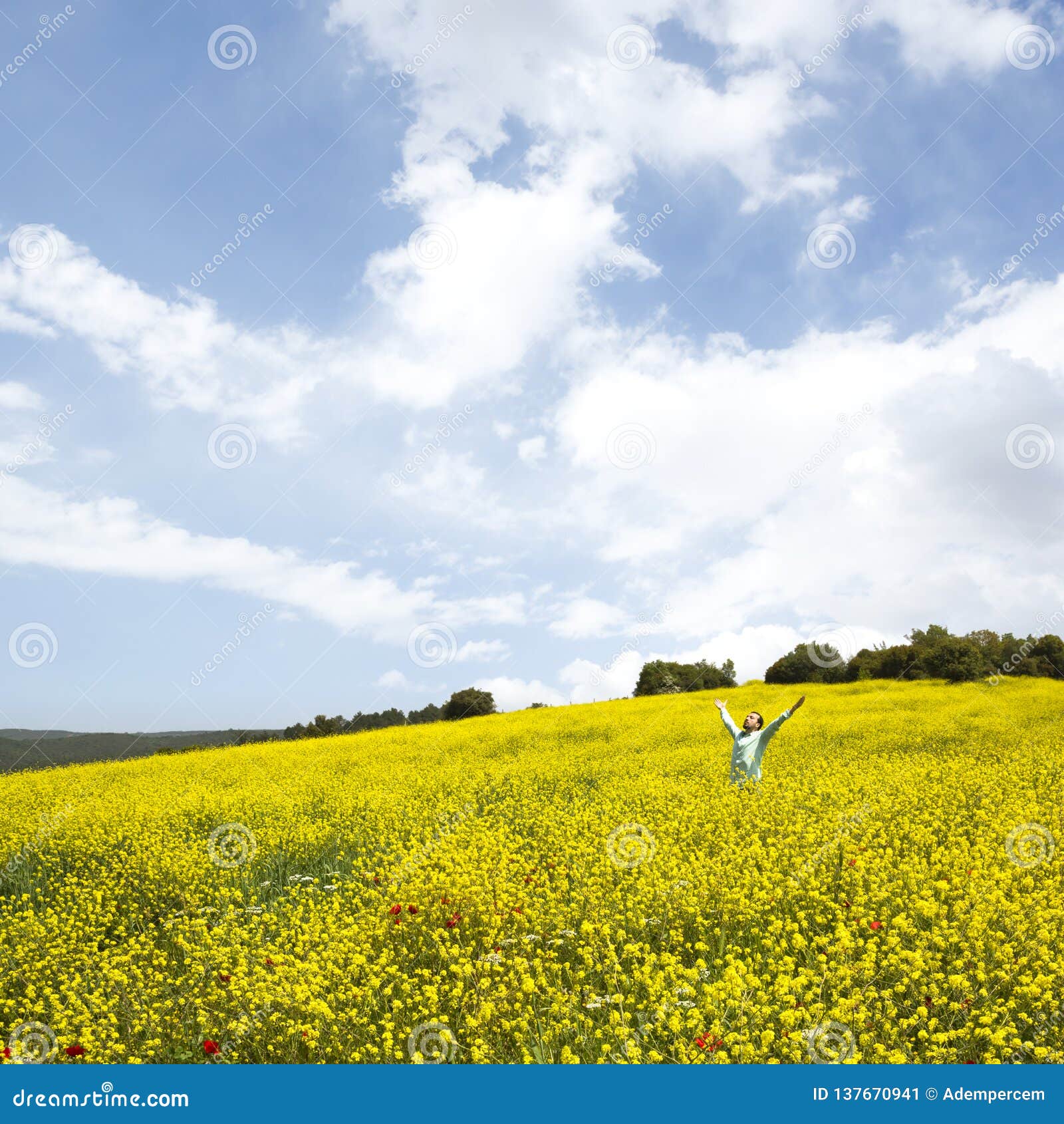 Man Standing in Field stock image. Image of young, outdoor - 137670941