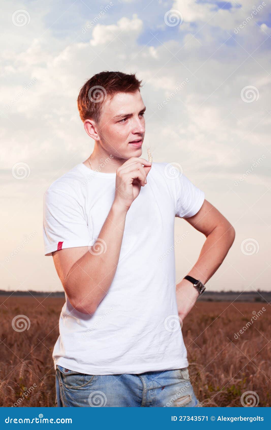 Man Standing in Field of Wheat Stock Image - Image of flora, mature ...
