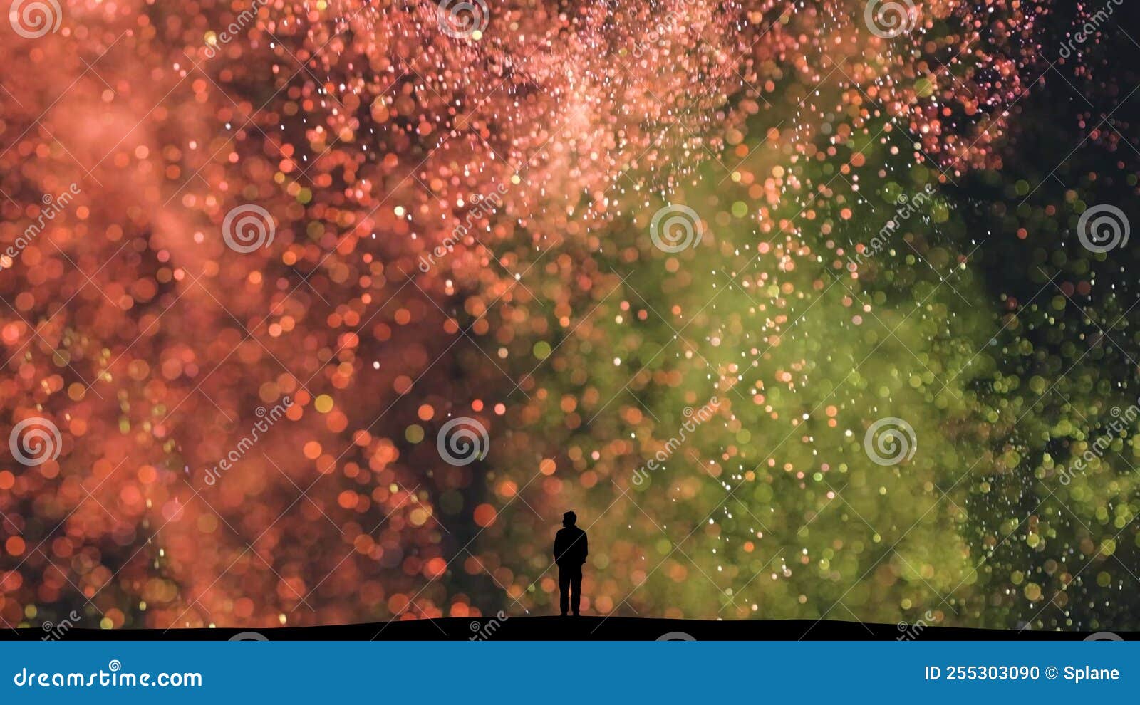 The Man Standing on a Flying Particles Background. Stock Photo - Image ...