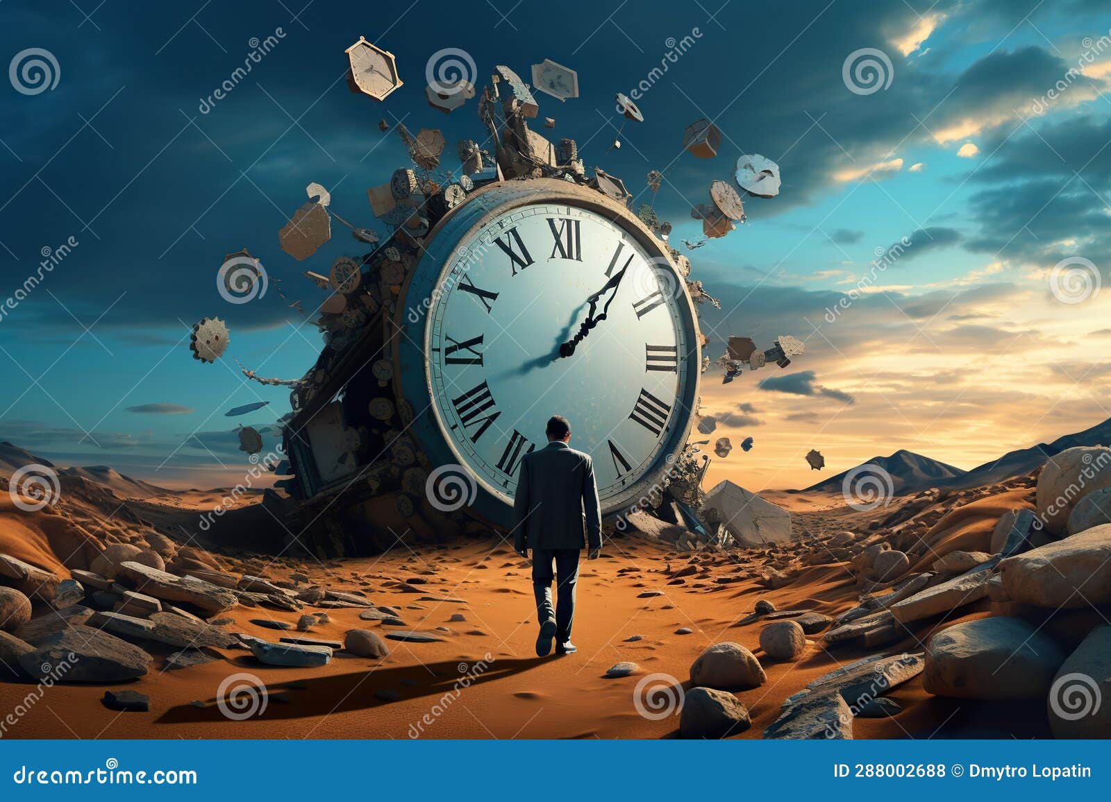 Man Standing in Front of Big Clock, Time Spending and Transience ...