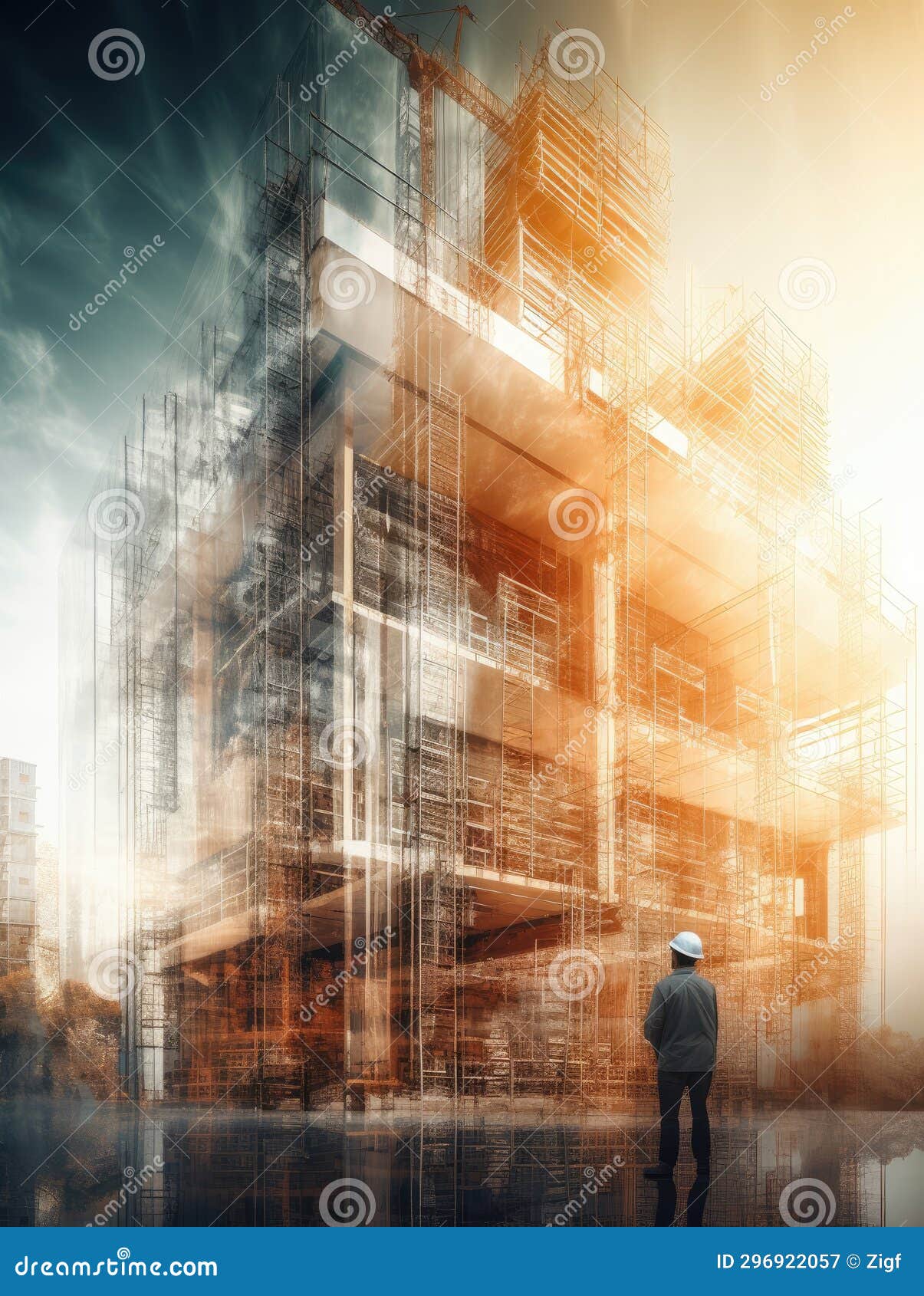 Man is Standing in Front of a Building Under Construction Stock ...