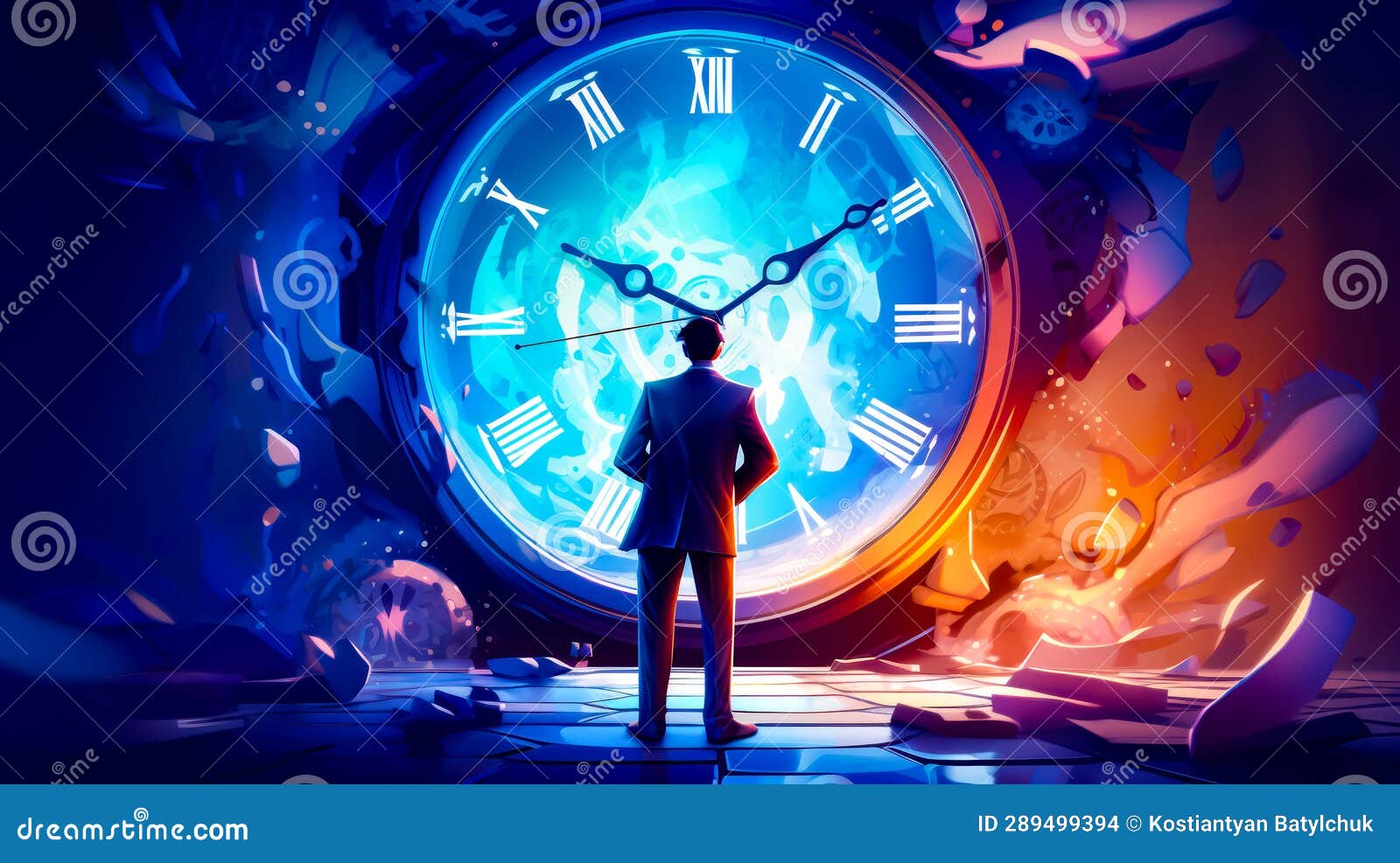 Man Standing in Front of Clock with His Hands on His Hips. Generative ...