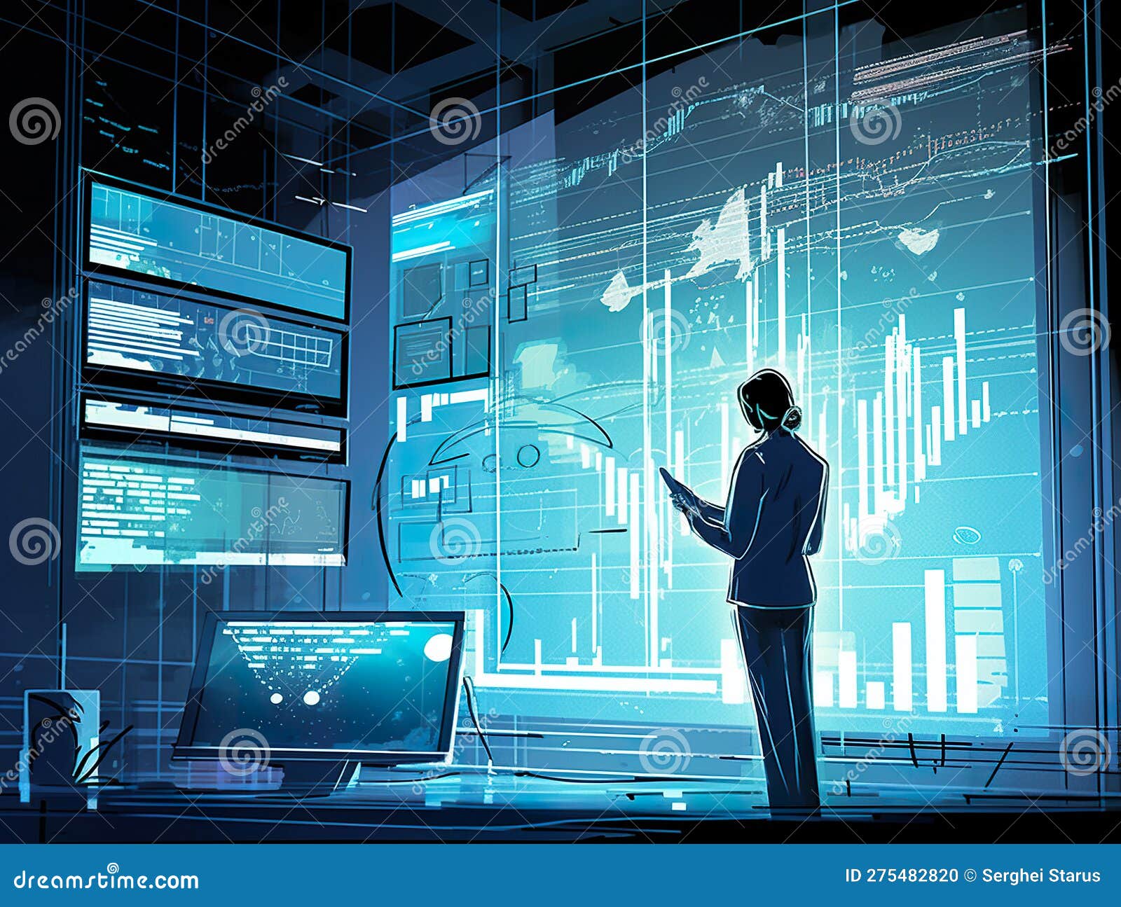 A Man Standing In Front Of A Computer Monitor Ai Generative Image