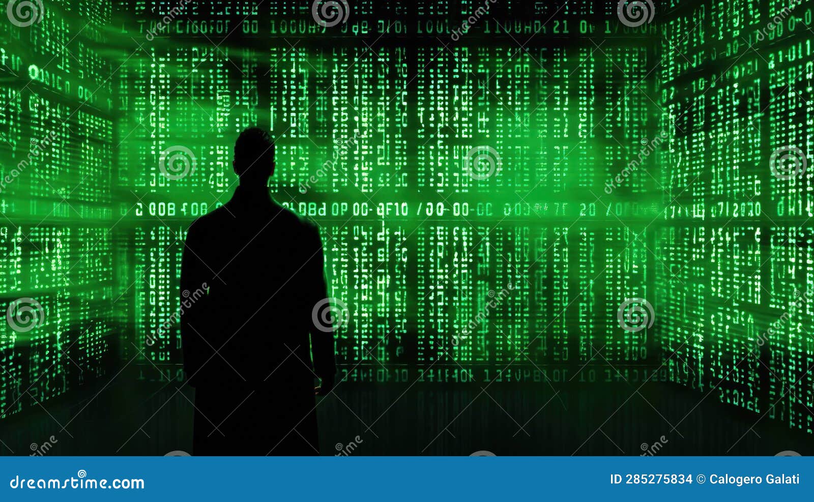 A Man is Standing in Front of a Digital Matrix, Ai Generated Image ...