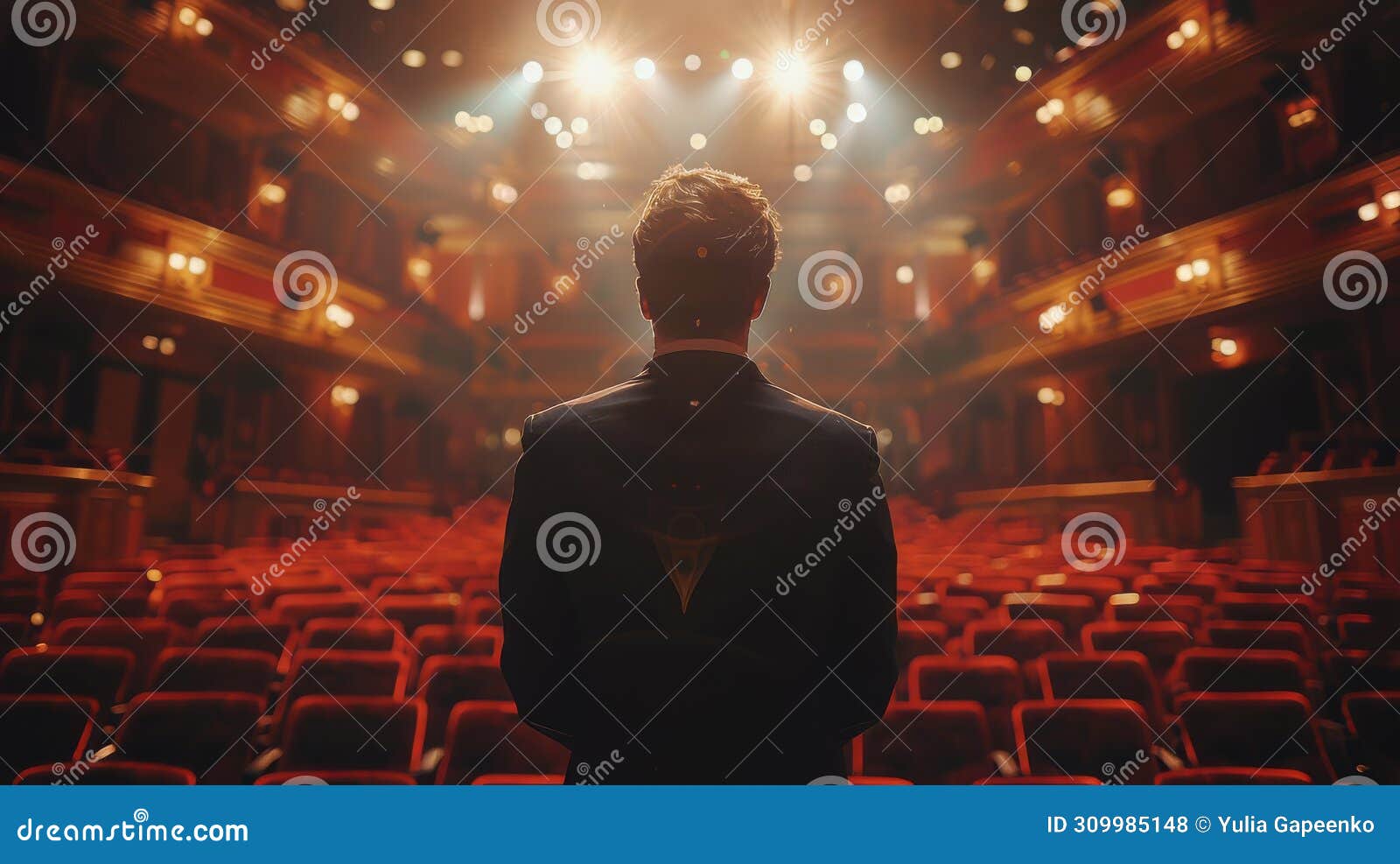 Man Standing in Front of Empty Auditorium Stock Illustration ...