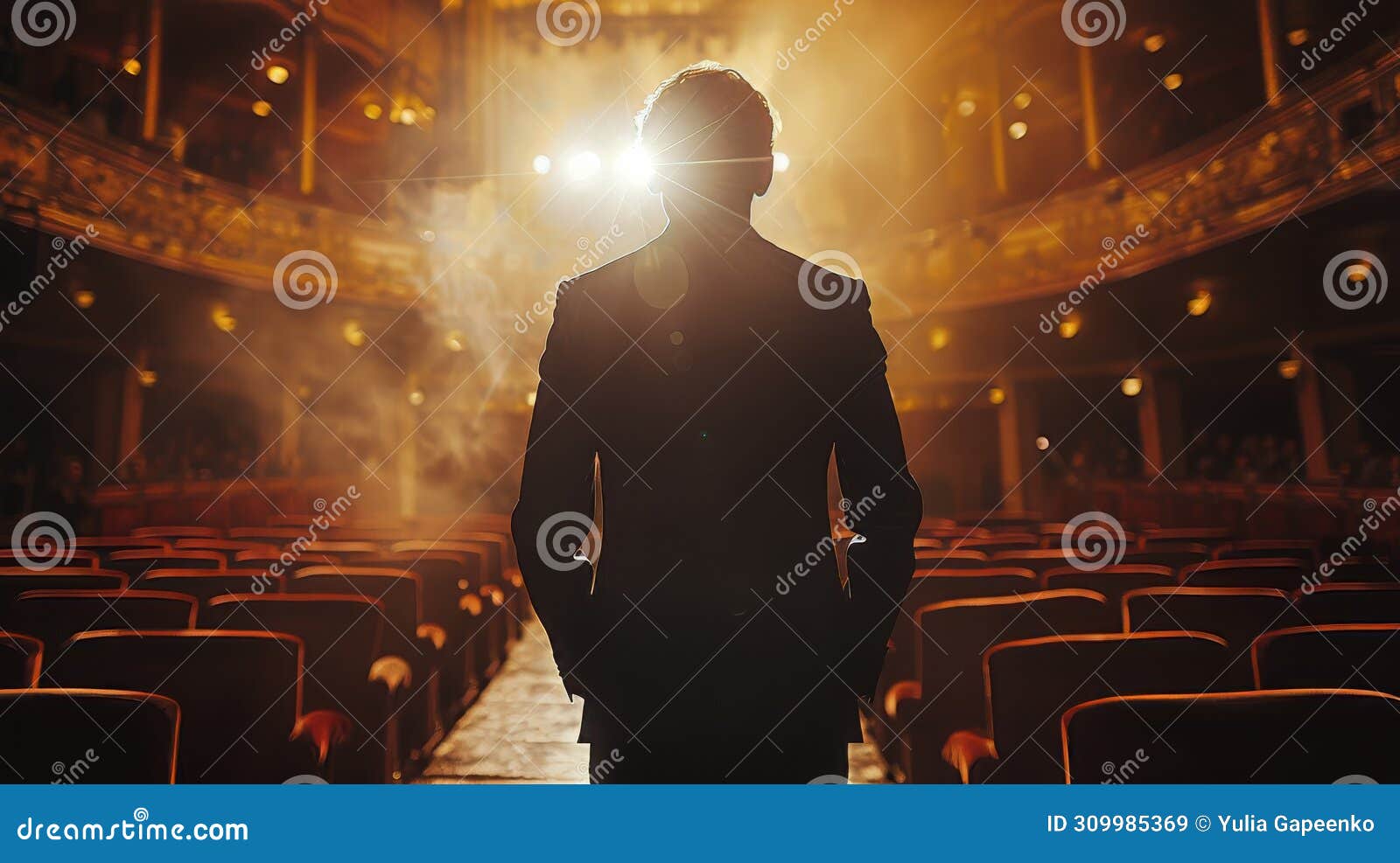 Man Standing in Front of Empty Auditorium Stock Illustration ...