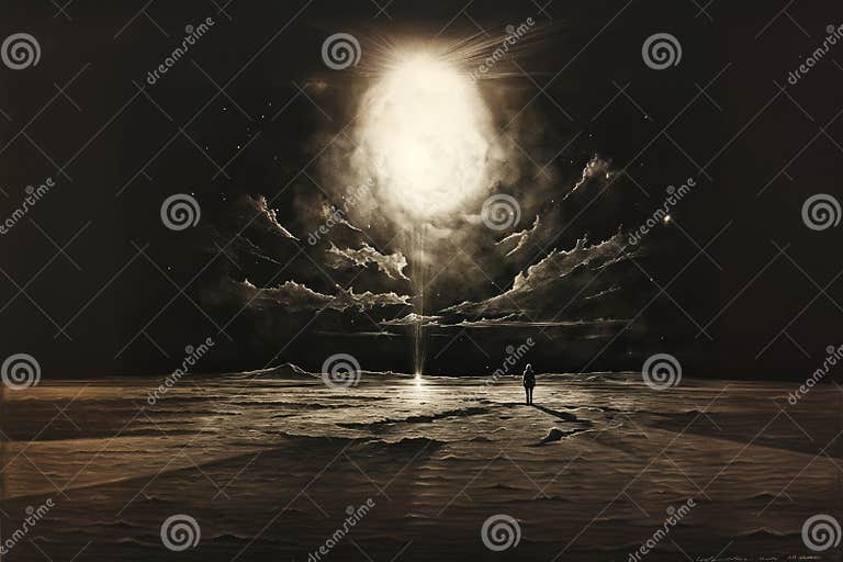 Man Standing in Front of a Glowing Portal Stock Illustration ...