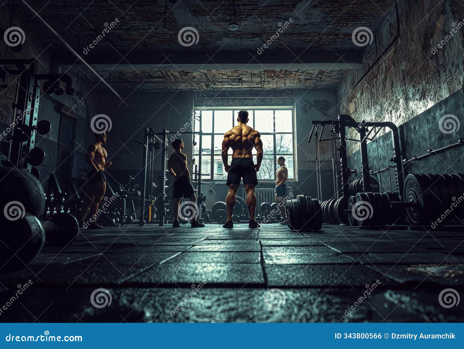 The Man is Standing in Front of a Group of People Inside a Gym Stock ...