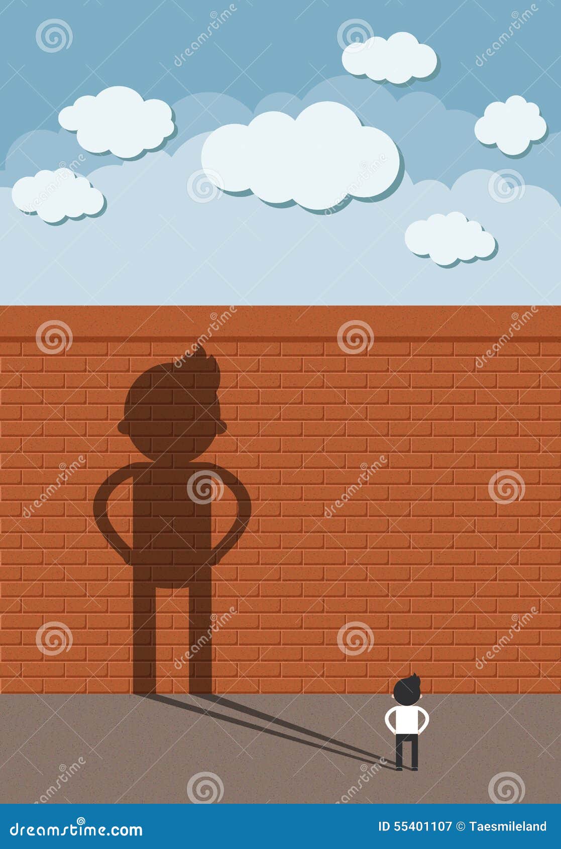 The Man Standing in Front of a High Walls Stock Vector - Illustration ...
