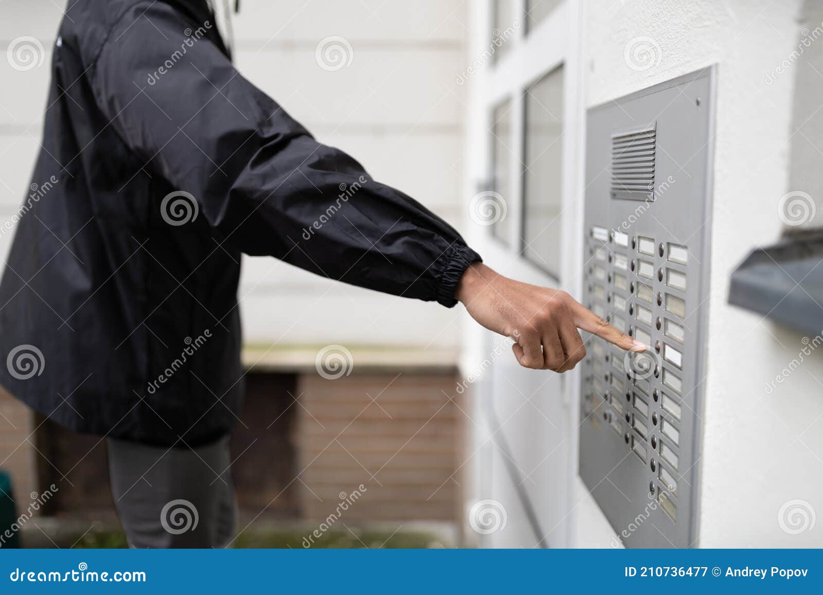 Man Standing in Front of the House Ringing the Bell Stock Image - Image ...