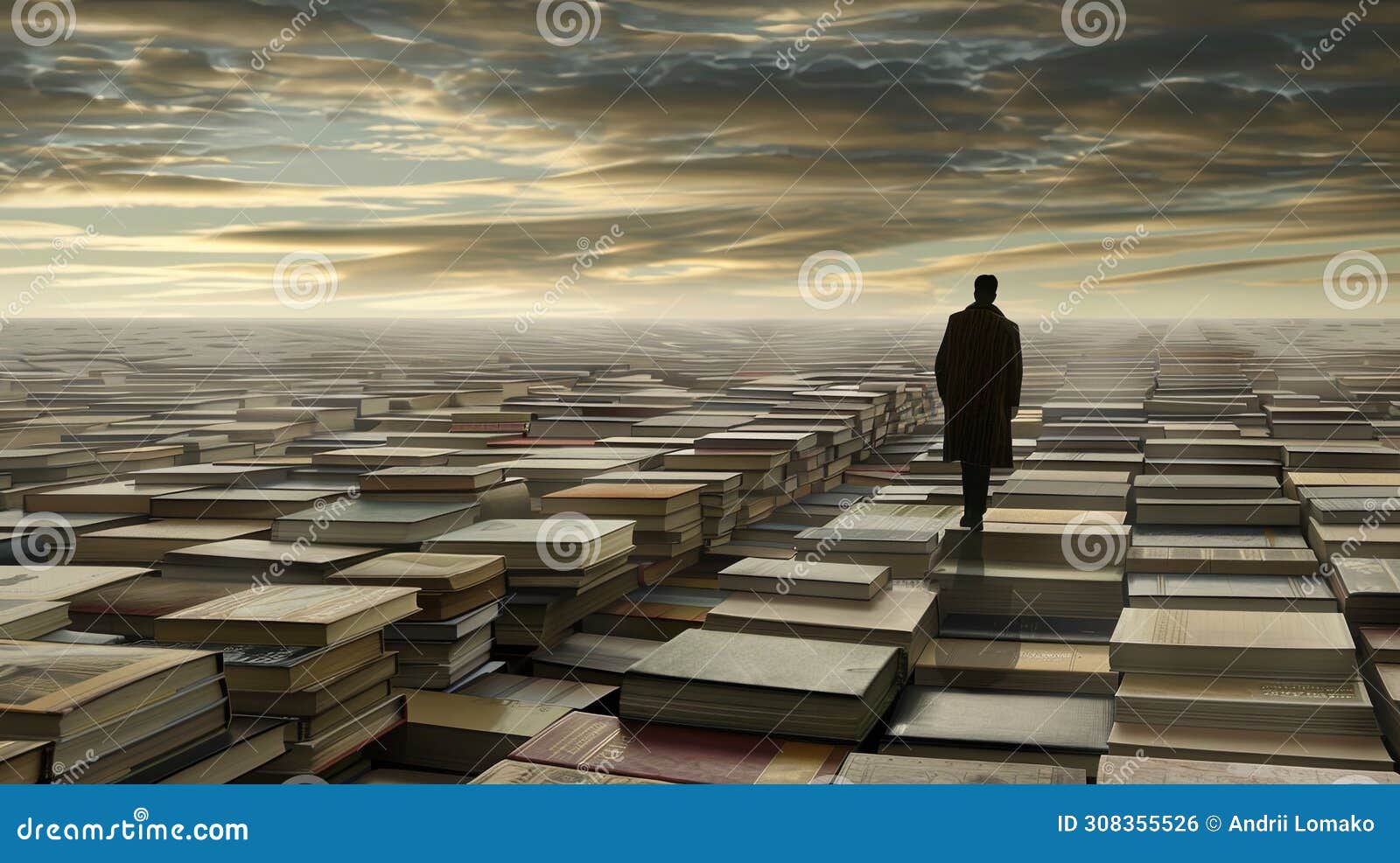 Man Standing in Front of Large Amount of Books Stock Photo - Image of ...