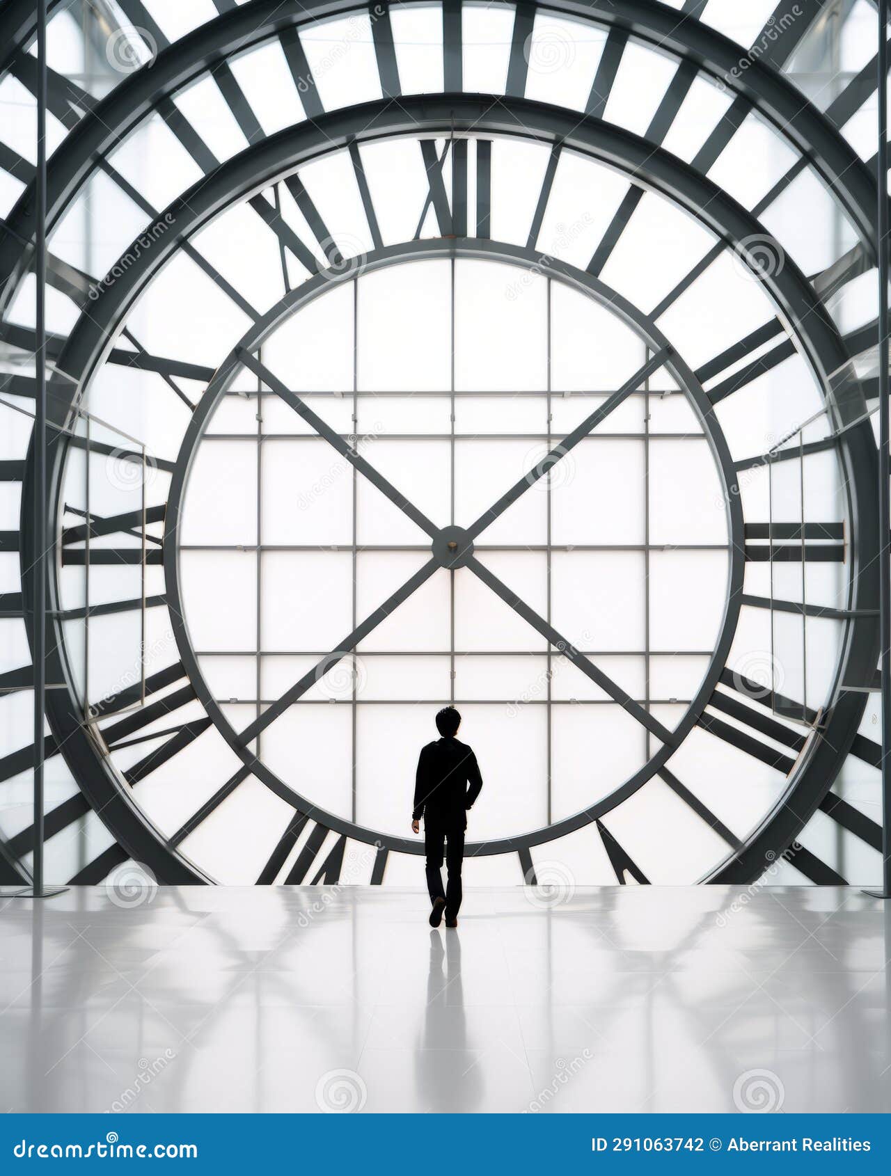 A Man is Standing in Front of a Large Clock Stock Illustration ...