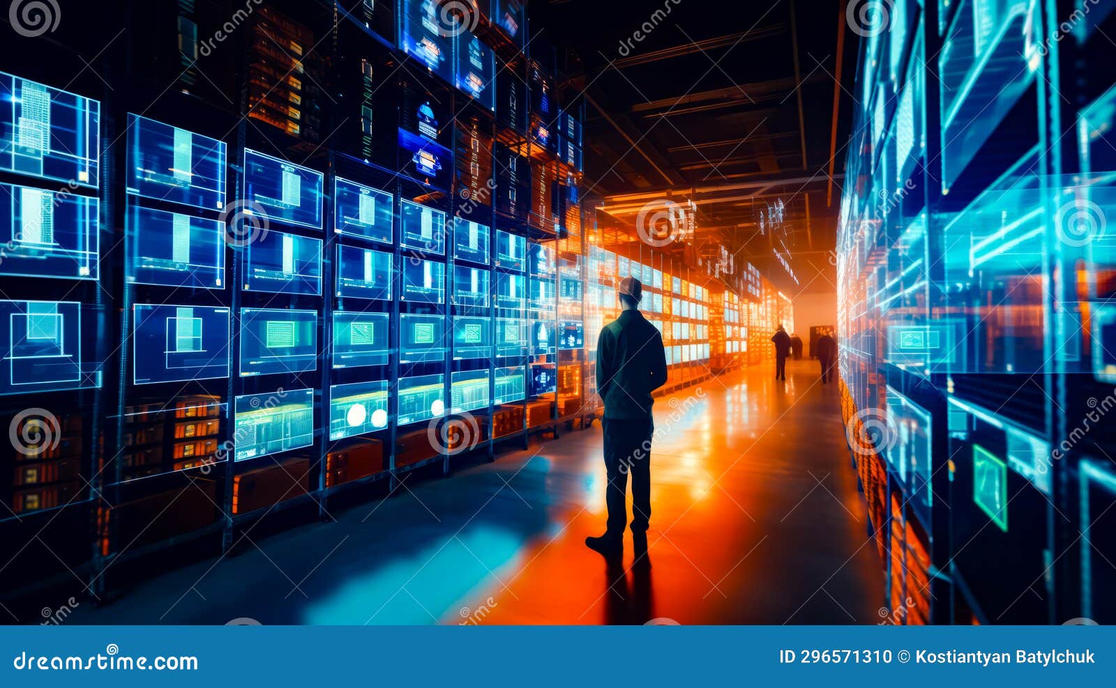 Man Standing in Front of Large Display of Electronic Devices in ...