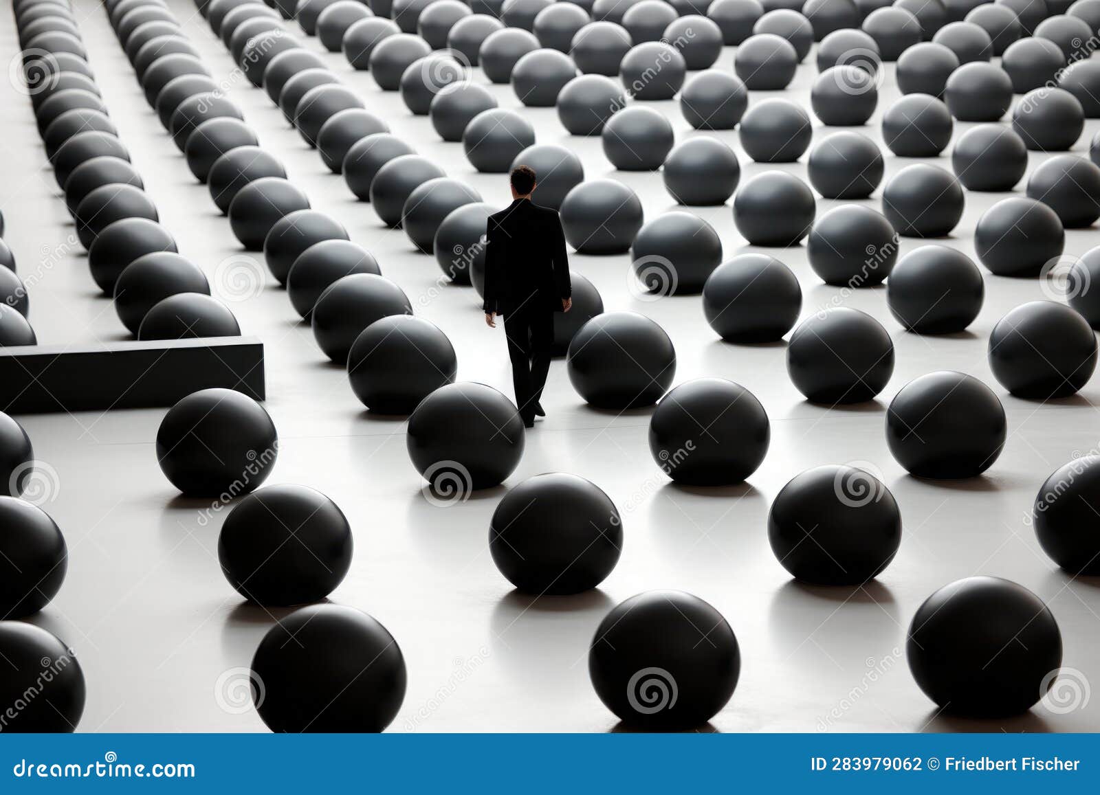 A Man Standing in Front of a Large Group of Spheres. Generative AI ...